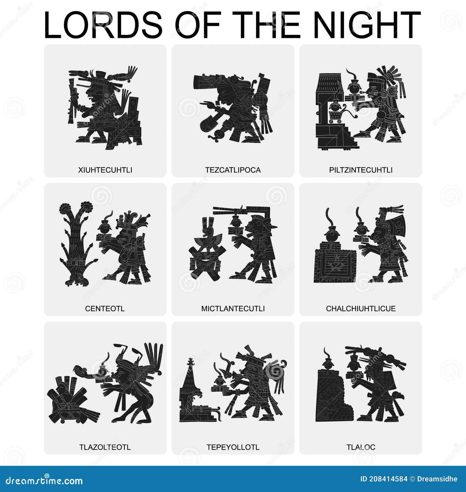 Aztec God Tezcatlipoca, The Smoking Mirror Vector Illustration ...