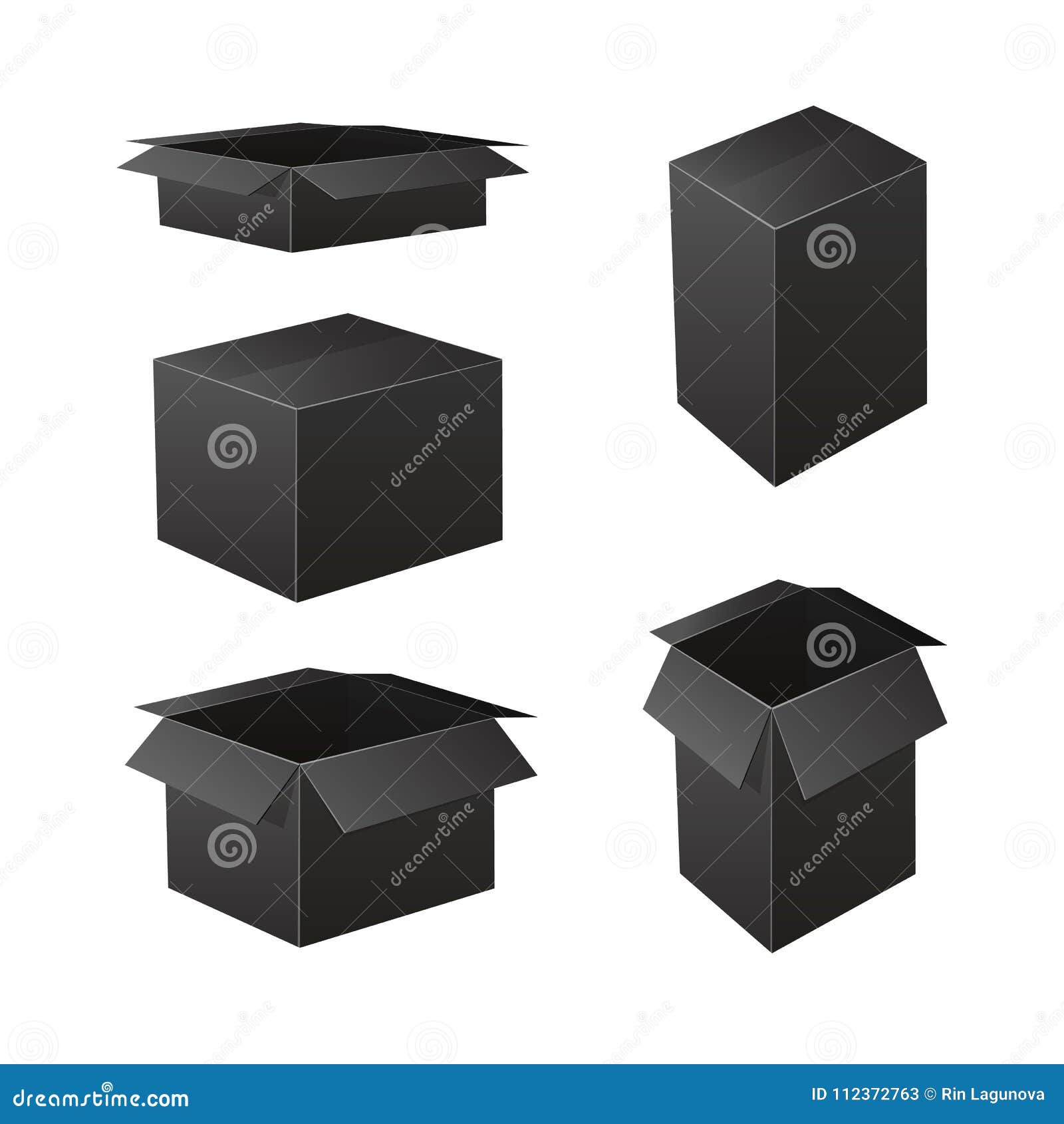 VECTOR Set Of Back Boxes: Packaging Icons, Black Open And Closed ...