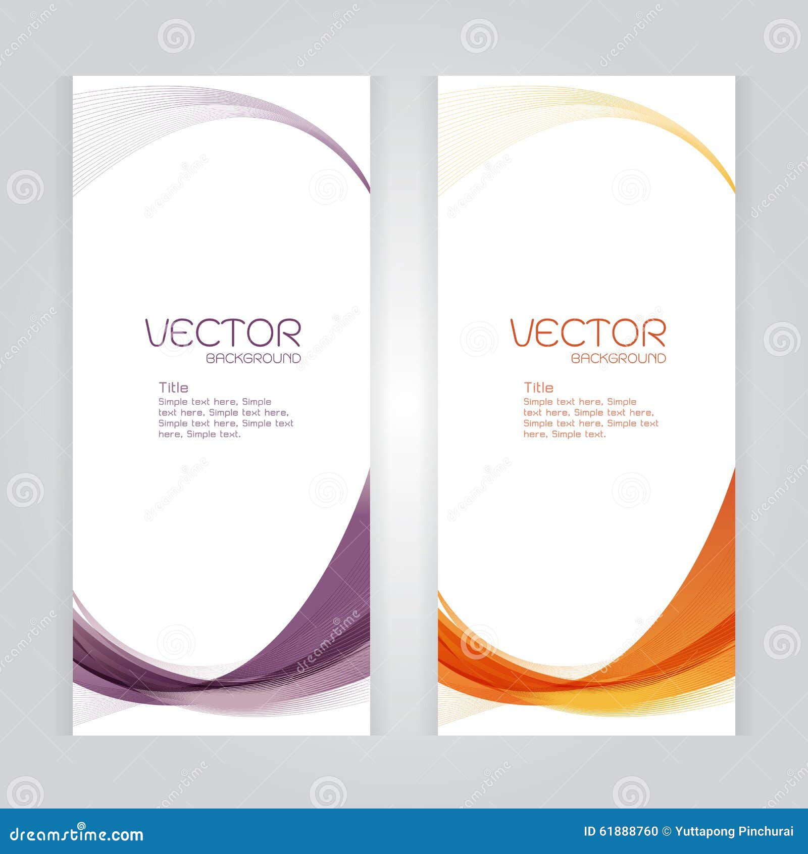 Vector Set Background Abstract Header Violet Orange Wave Whit Vector ...