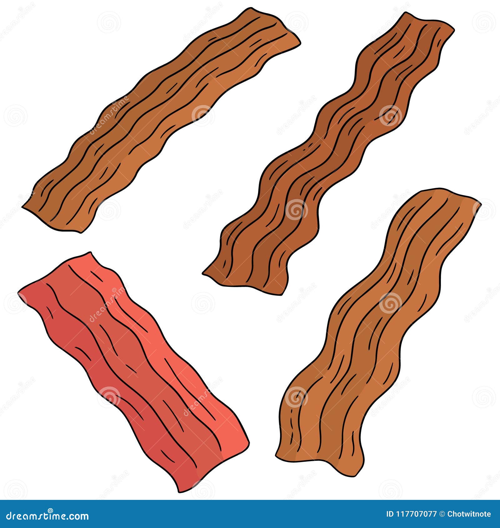 Vector set of bacon stock vector. Illustration of drawn - 117707077