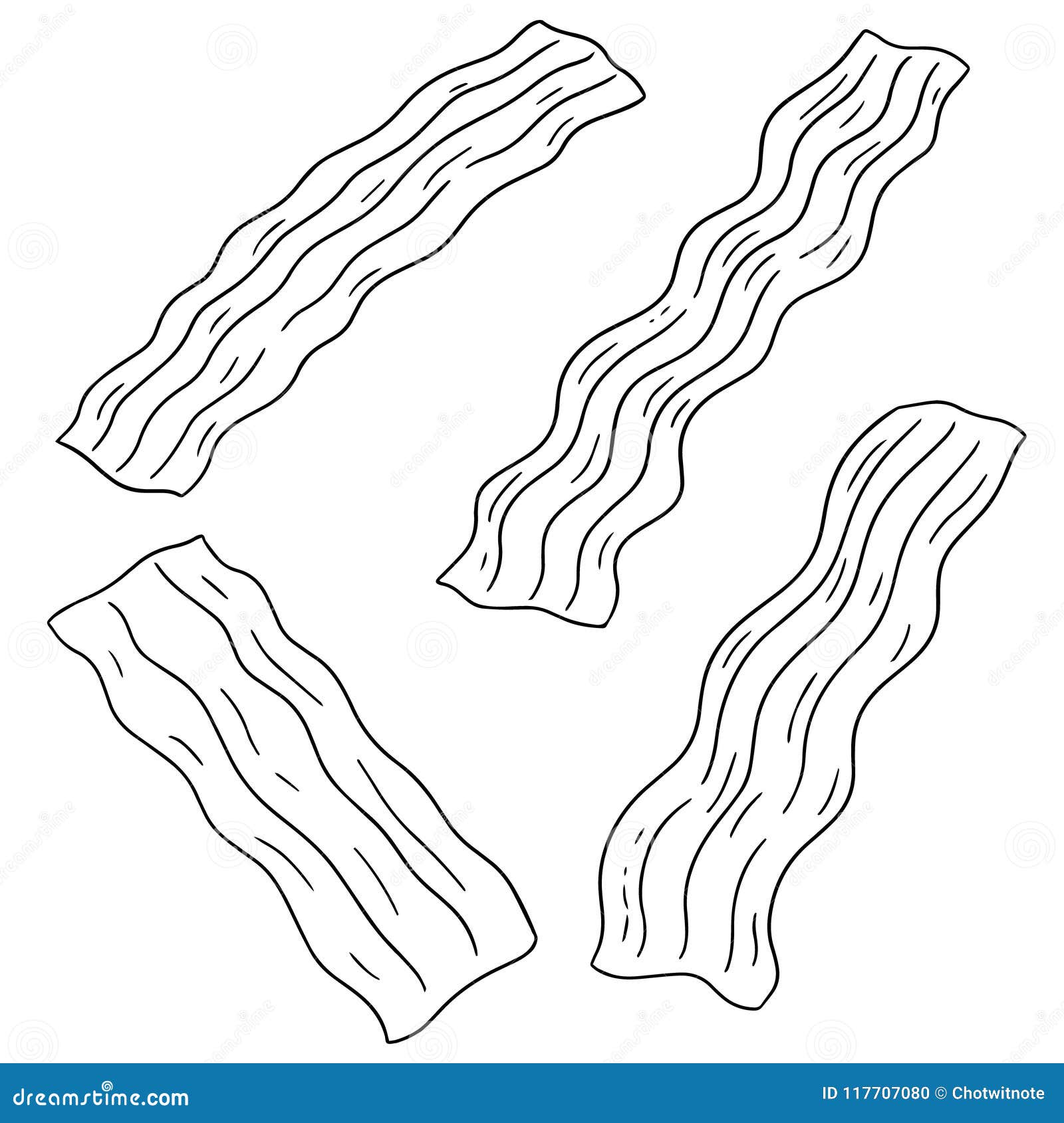 Vector set of bacon stock vector. Illustration of greasy - 117707080