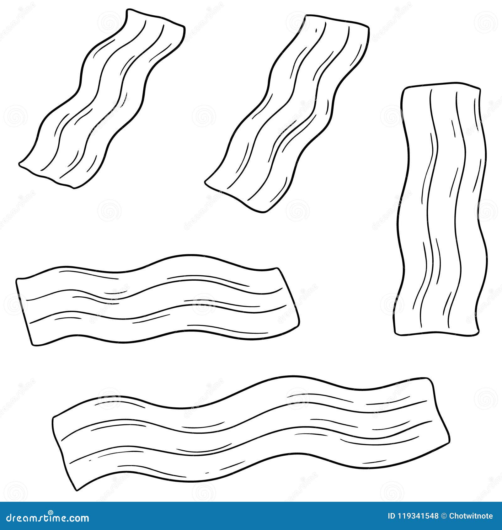Vector set of bacon stock vector. Illustration of cooking - 119341548