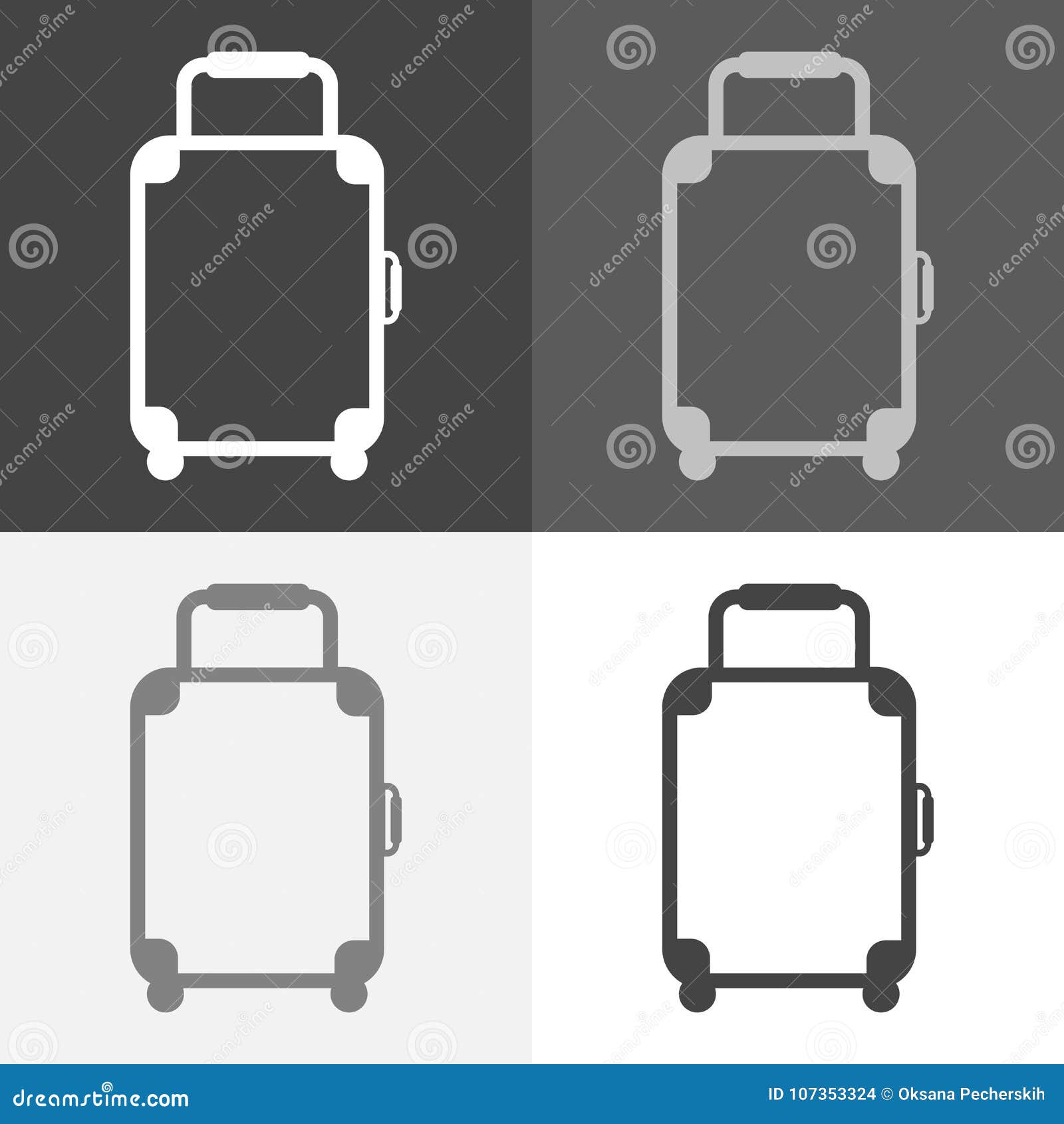 Vector Set Baggage Icon. Luggage Illustration Icon on White-gre Stock ...