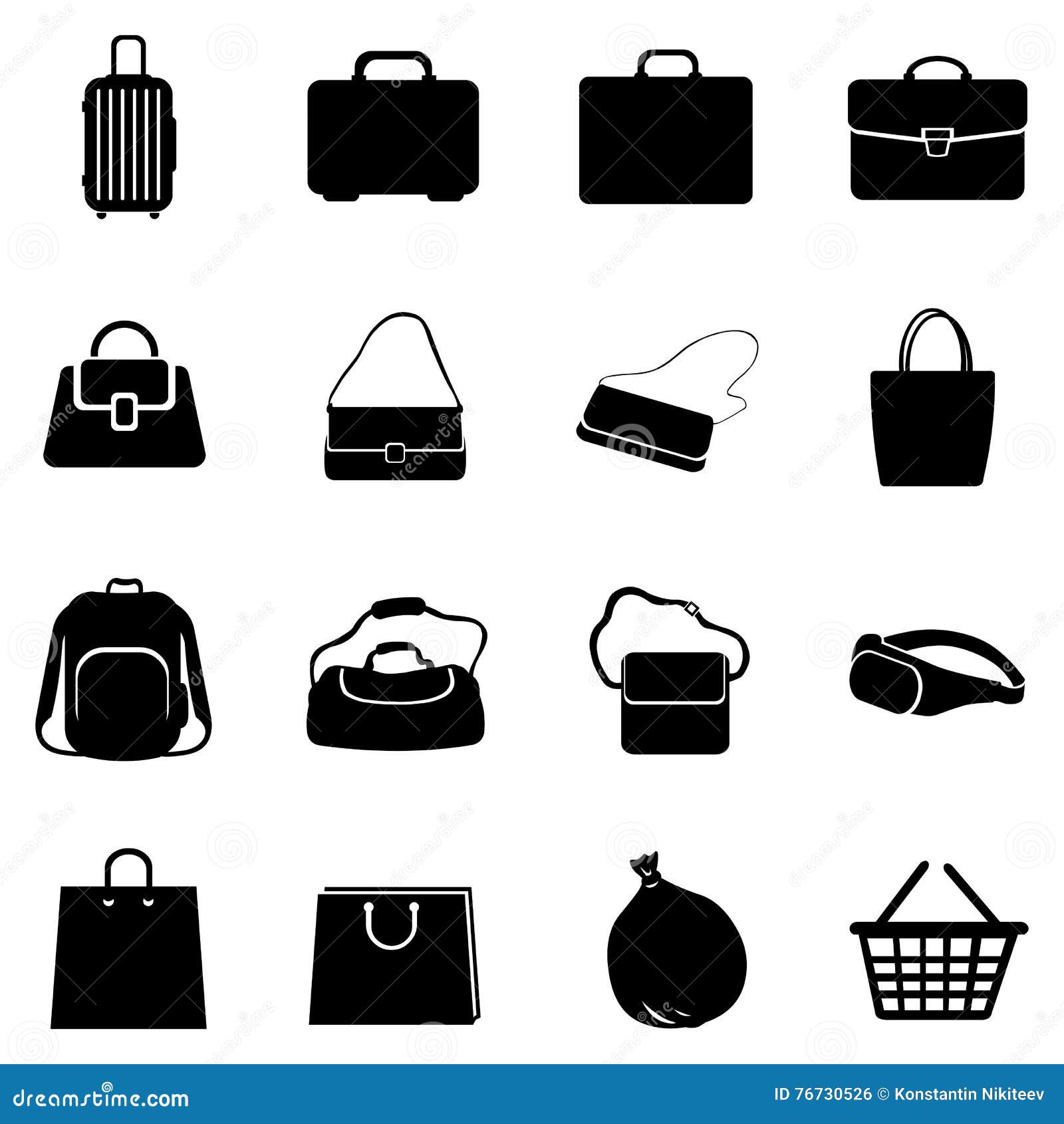 Vector Set of Bags Icons stock vector. Illustration of clip - 76730526