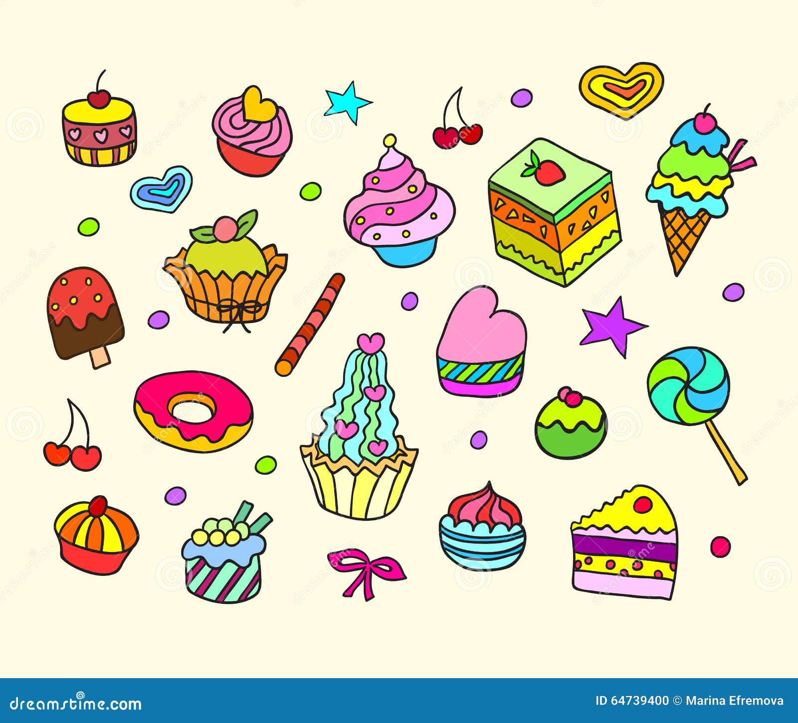 Set With Bake And Sweets Cartoon Vector | CartoonDealer.com #56657445