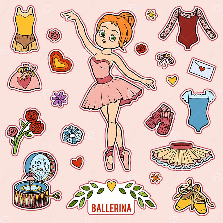 Vector Set with Ballerina and Dancing Objects Stock Vector ...