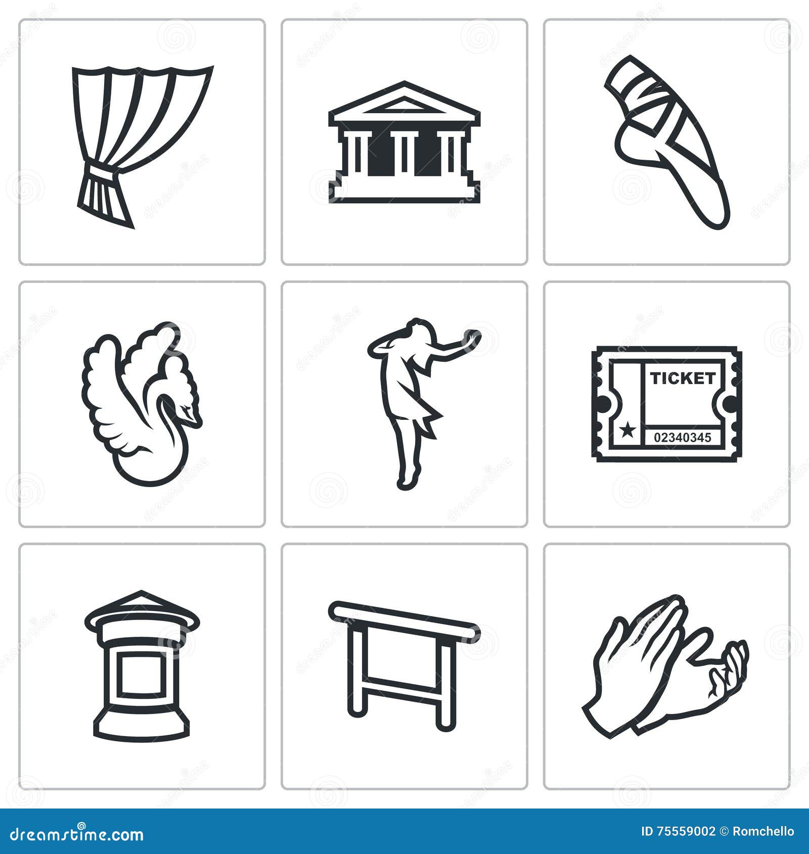 Vector Set of Ballet Icons. Stock Vector - Illustration of people ...