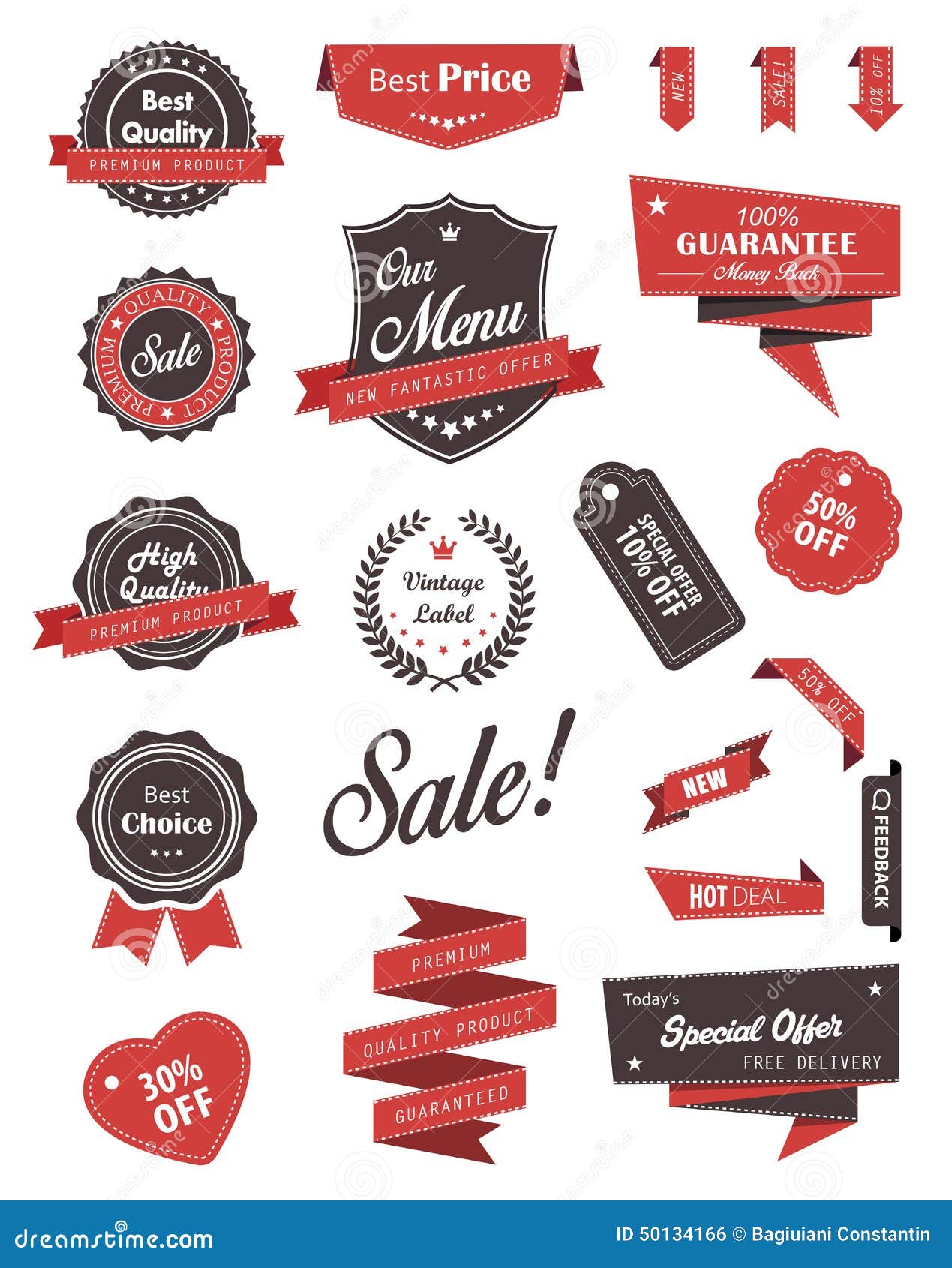 Vector Set of Banners, Labels, Ribbons and Stickers. Stock Vector ...