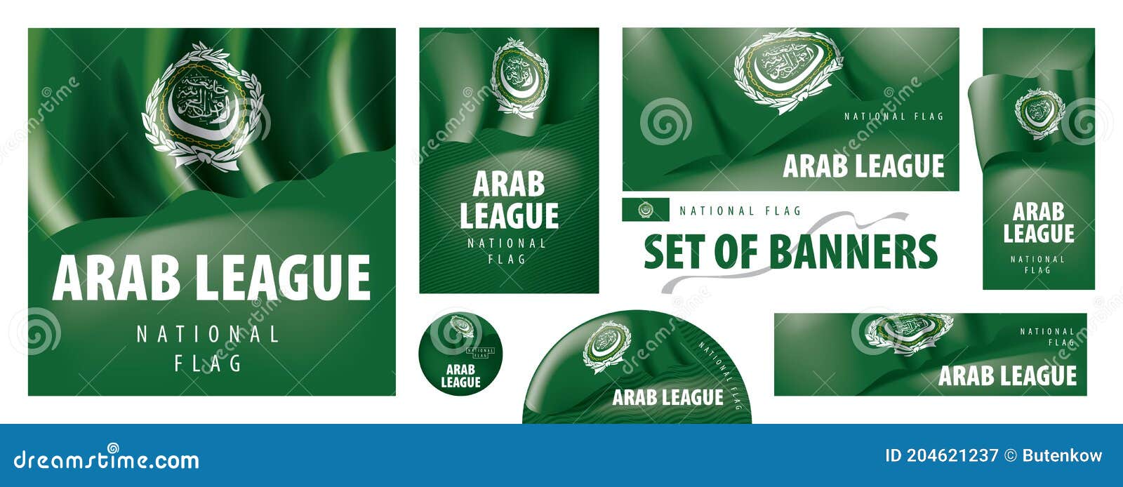 Vector Set of Banners with the National Flag of the Arab League Stock ...