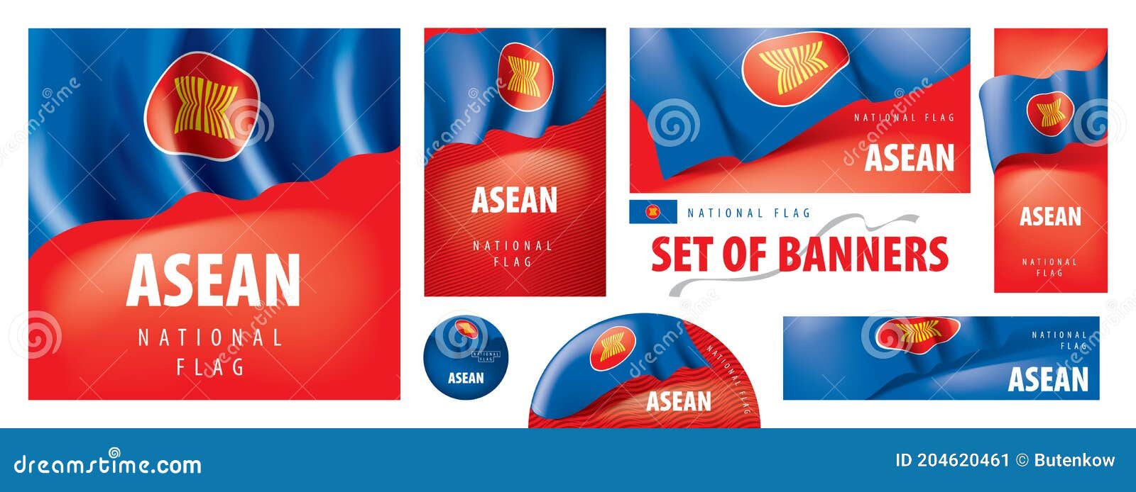 Vector Set of Banners with the National Flag of the ASEAN Stock Vector ...