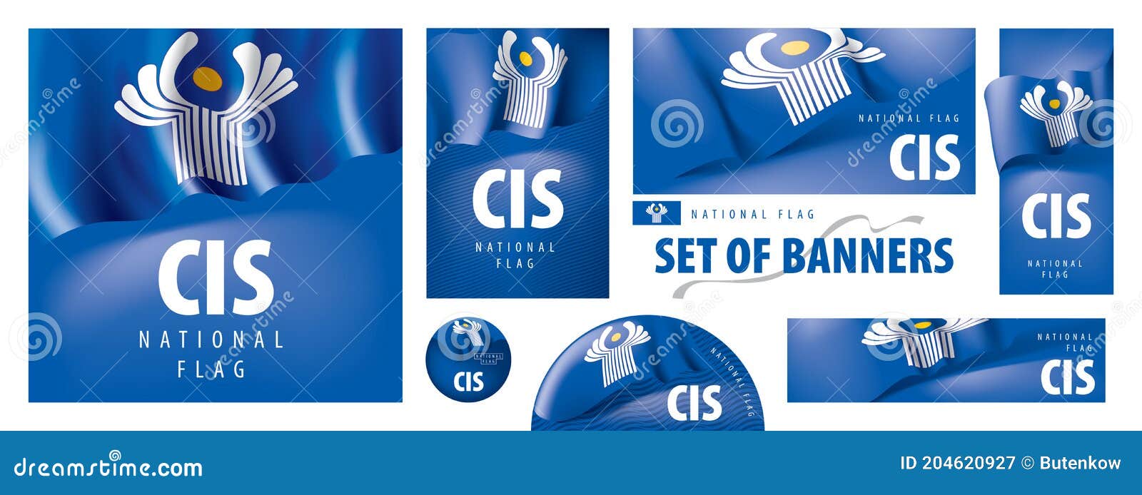 Vector Set of Banners with the National Flag of the CIS Stock Vector ...