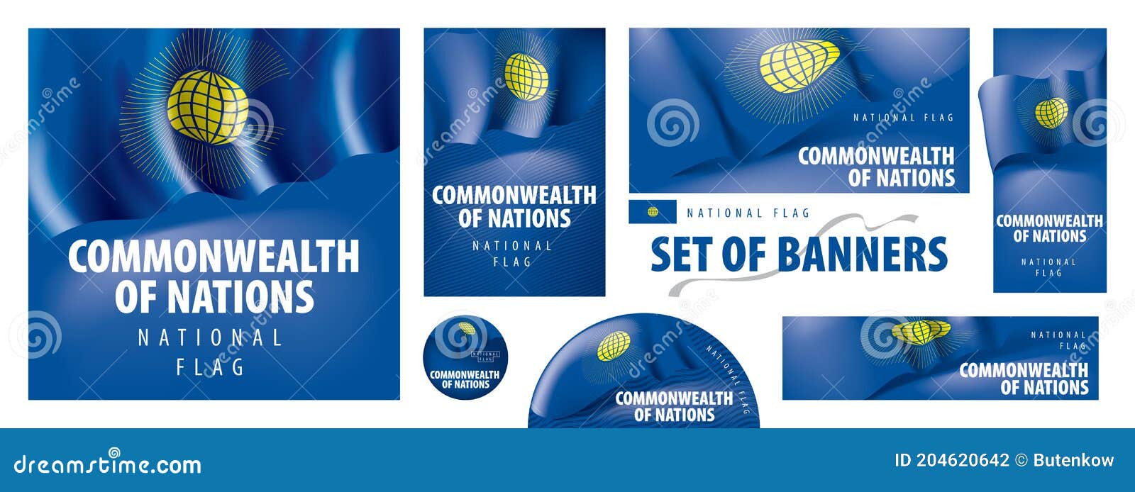 Vector Set of Banners with the National Flag of the Commonwealth of ...