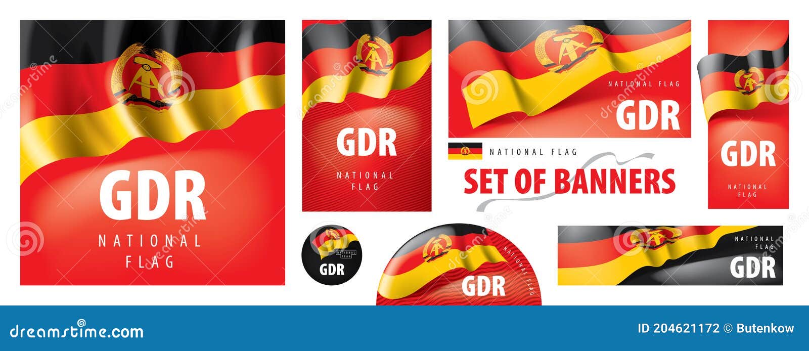 Vector Set of Banners with the National Flag of the GDR Stock Vector ...