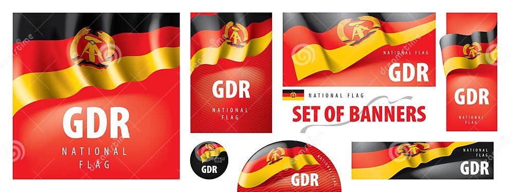 Vector Set of Banners with the National Flag of the GDR Stock Vector ...