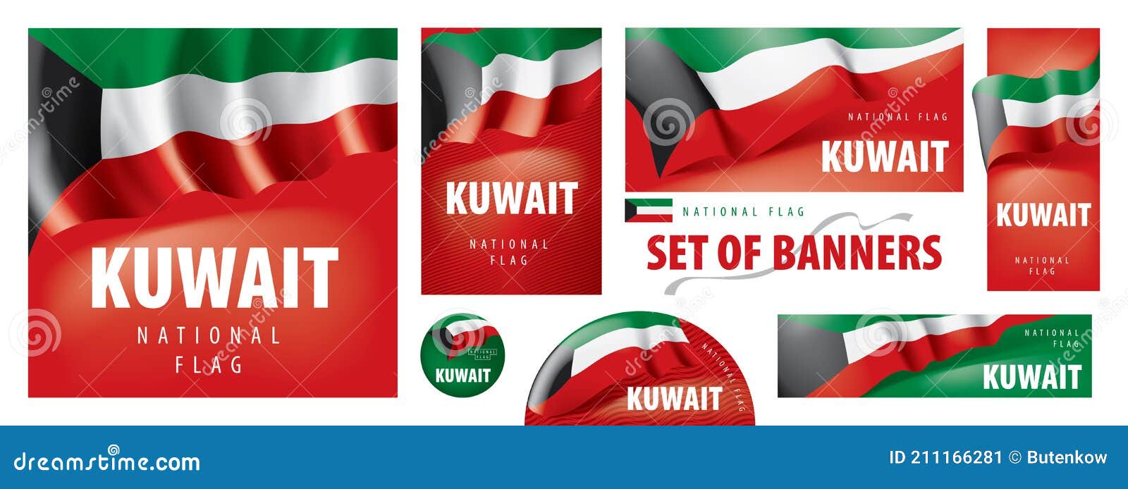Vector Set of Banners with the National Flag of the Kuwait Stock Vector ...