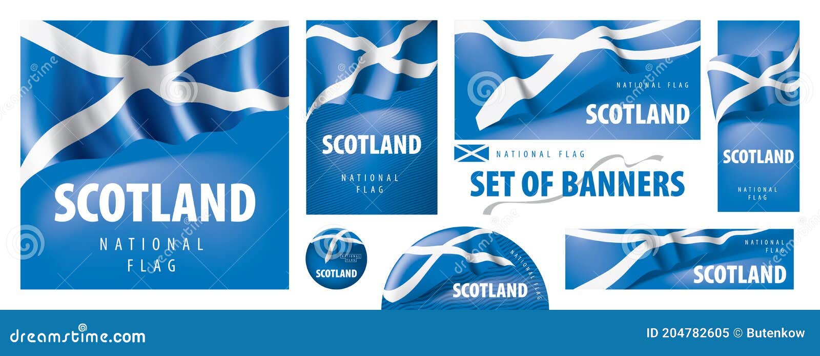Vector Set of Banners with the National Flag of the Scotland Stock ...
