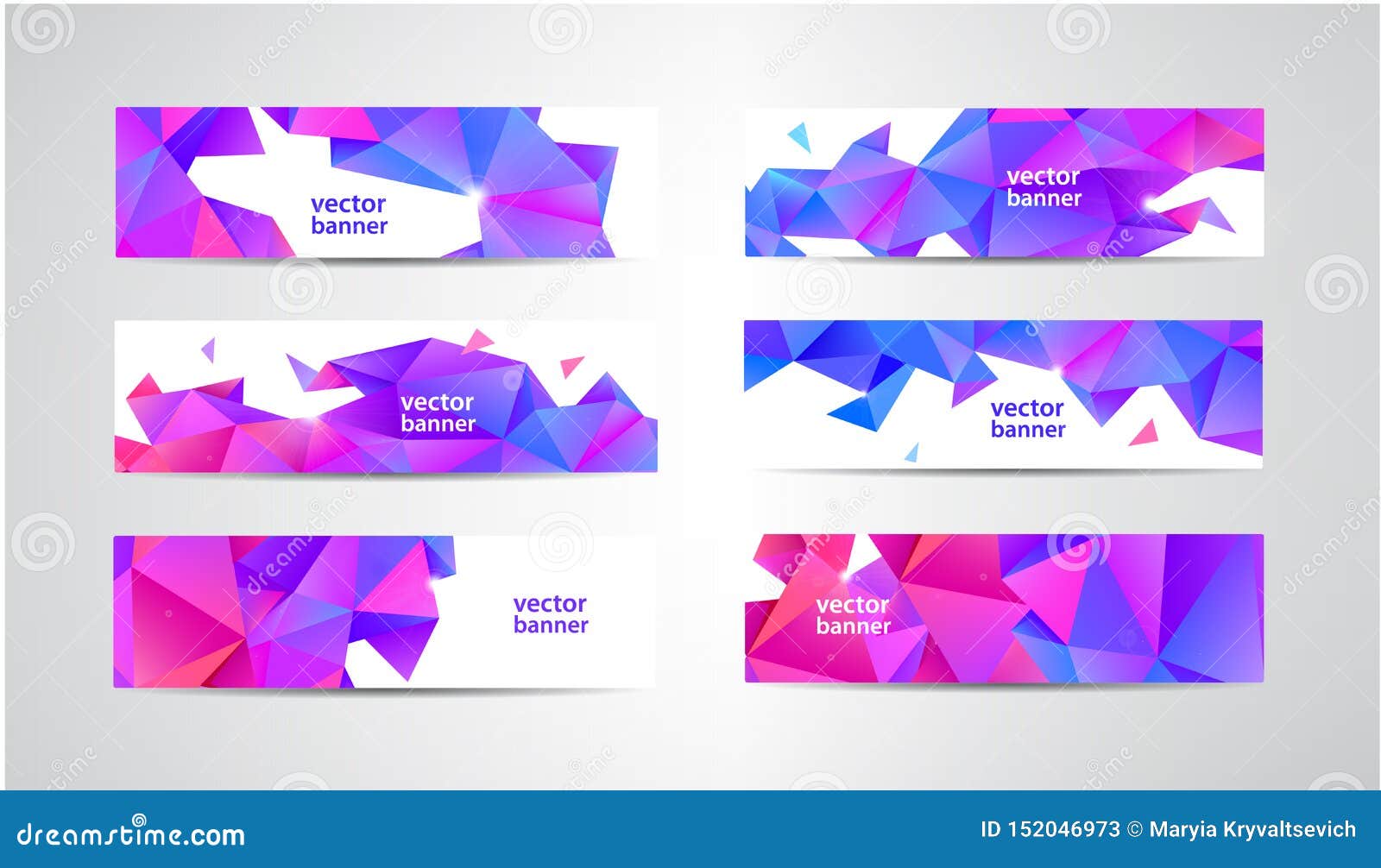 Vector Set of Banners with Polygonal Geometric Background, Facet, Low ...