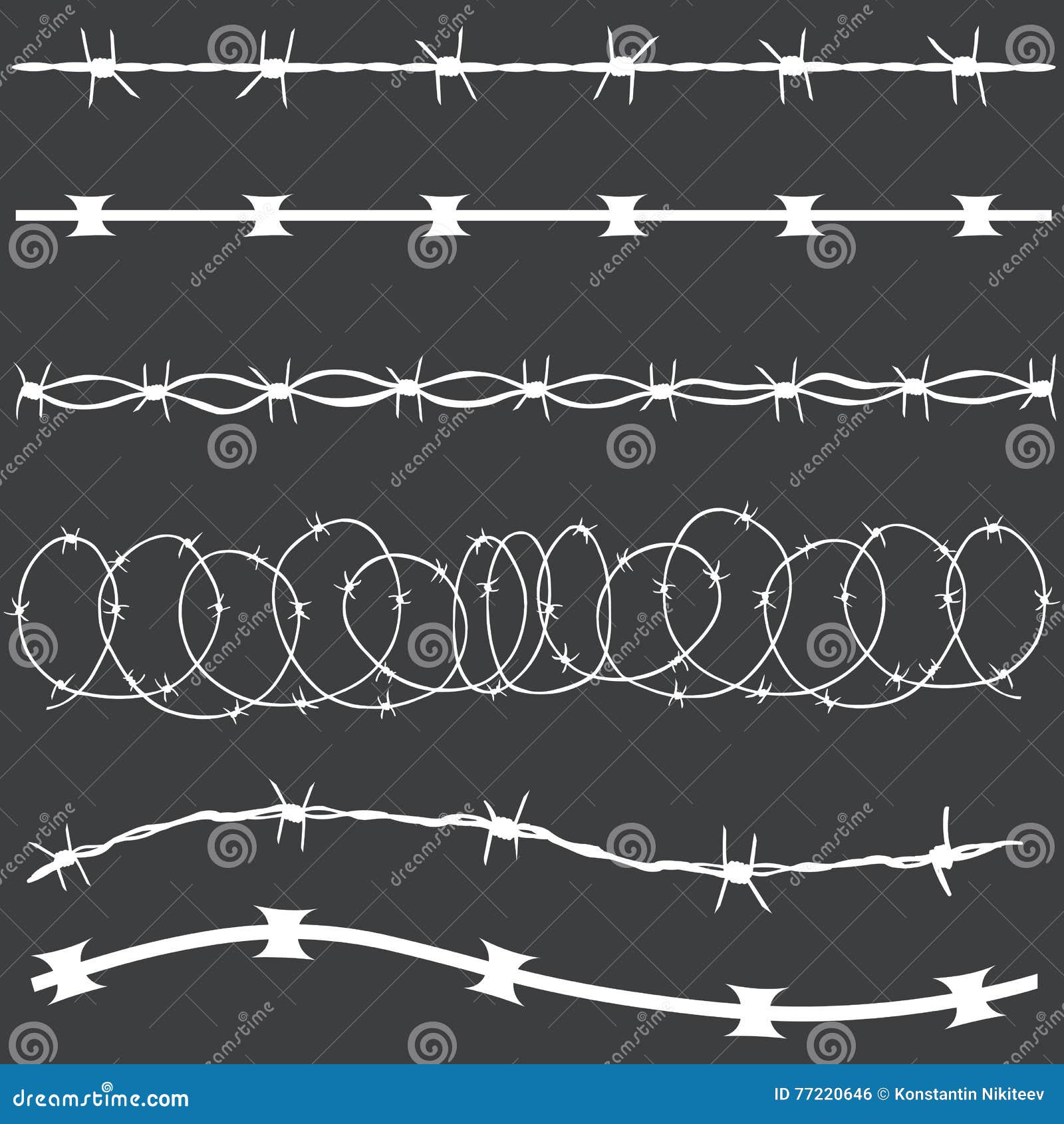 Vector Set of Barbed Wire Silhouettes Stock Vector - Illustration of ...