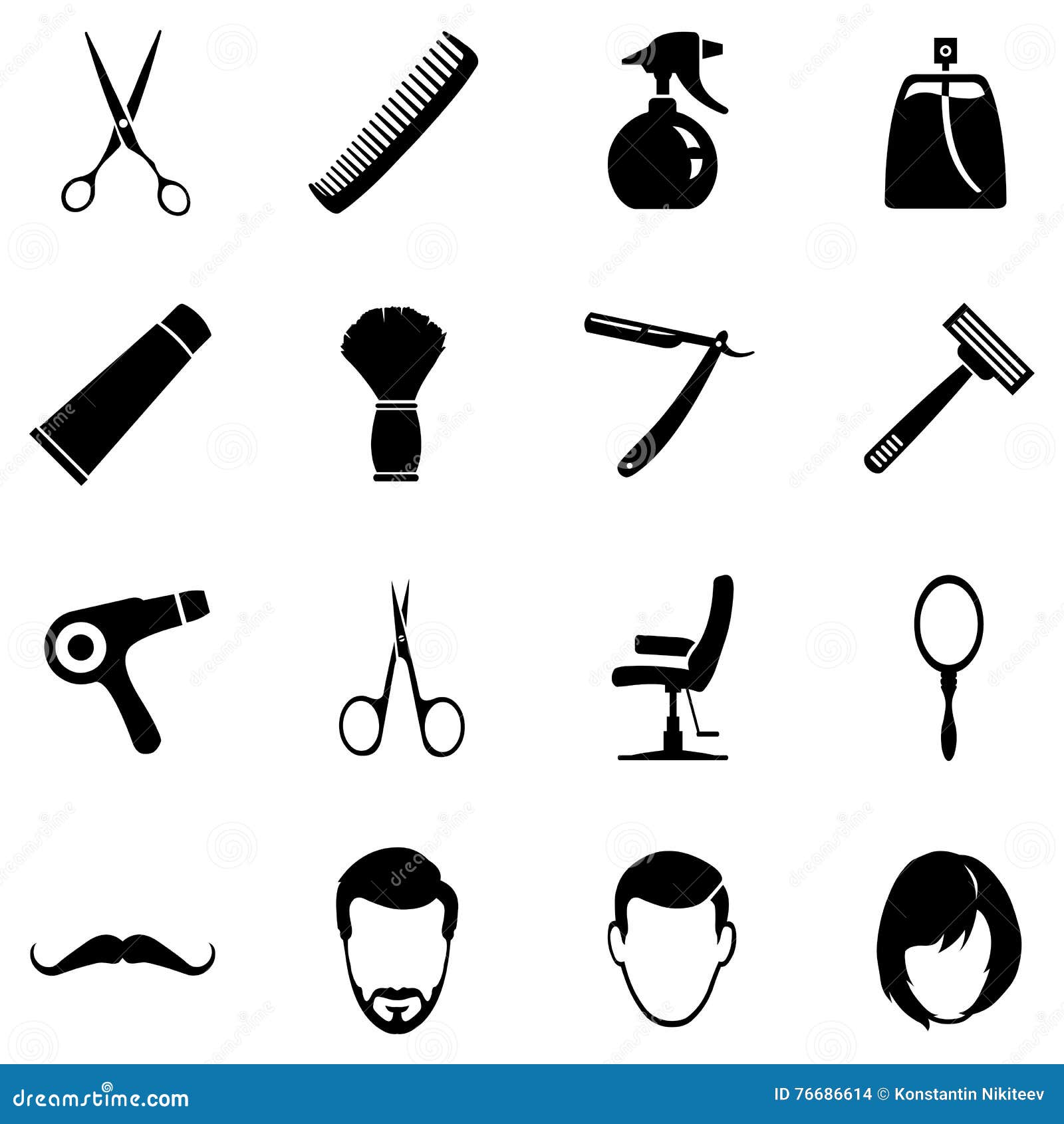 Vector Set of Barber Shop Icons Stock Vector - Illustration of coiffeur ...