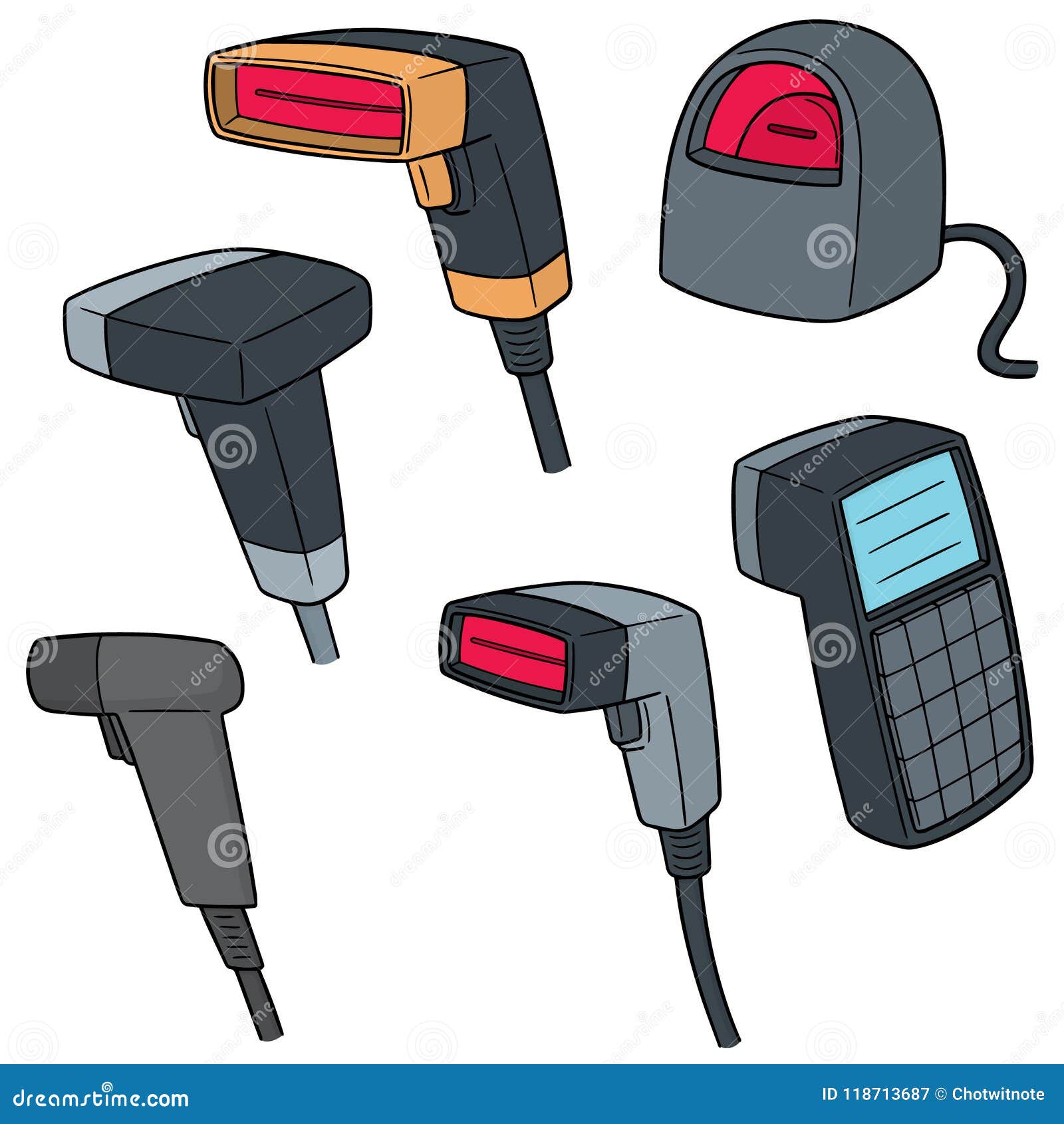 Vector Set of Barcode Reader Stock Vector - Illustration of code ...