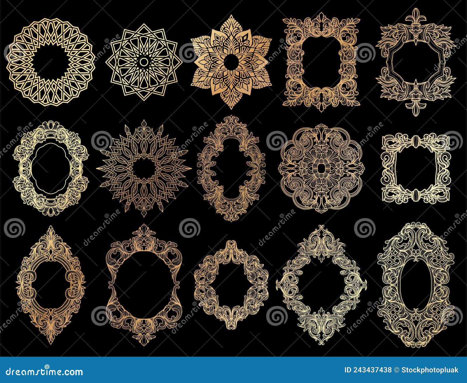 Vector Set of Baroque Frame Silhouettes Stock Vector - Illustration of ...