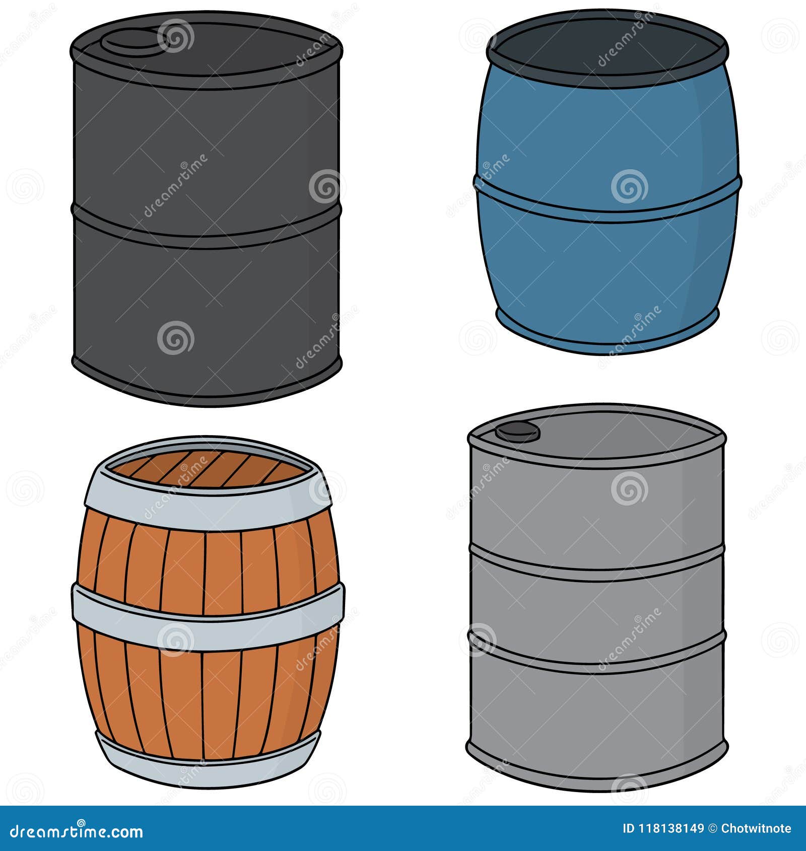 Vector set of barrel stock vector. Illustration of decoration - 118138149