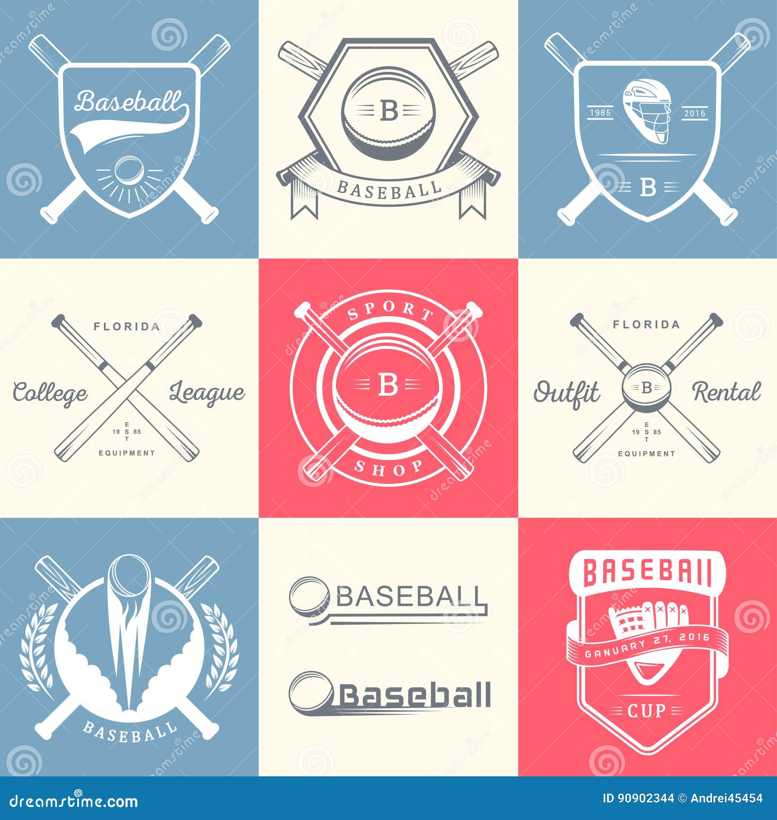 Set of Vintage Baseball Logos and Badges. Stock Illustration ...