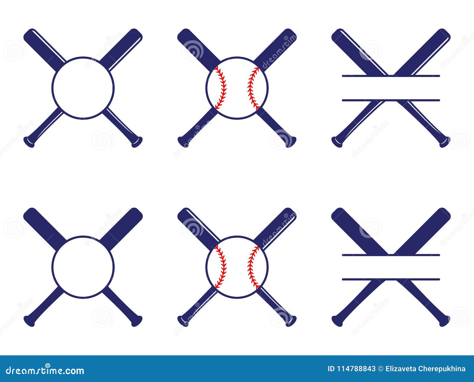 Vector Set with Baseball Logos, Split and Circle Monograms. Baseball ...
