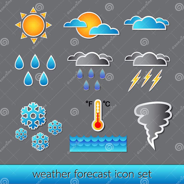 Vector Set of Basic Forecast Icons Stock Vector - Illustration of ...
