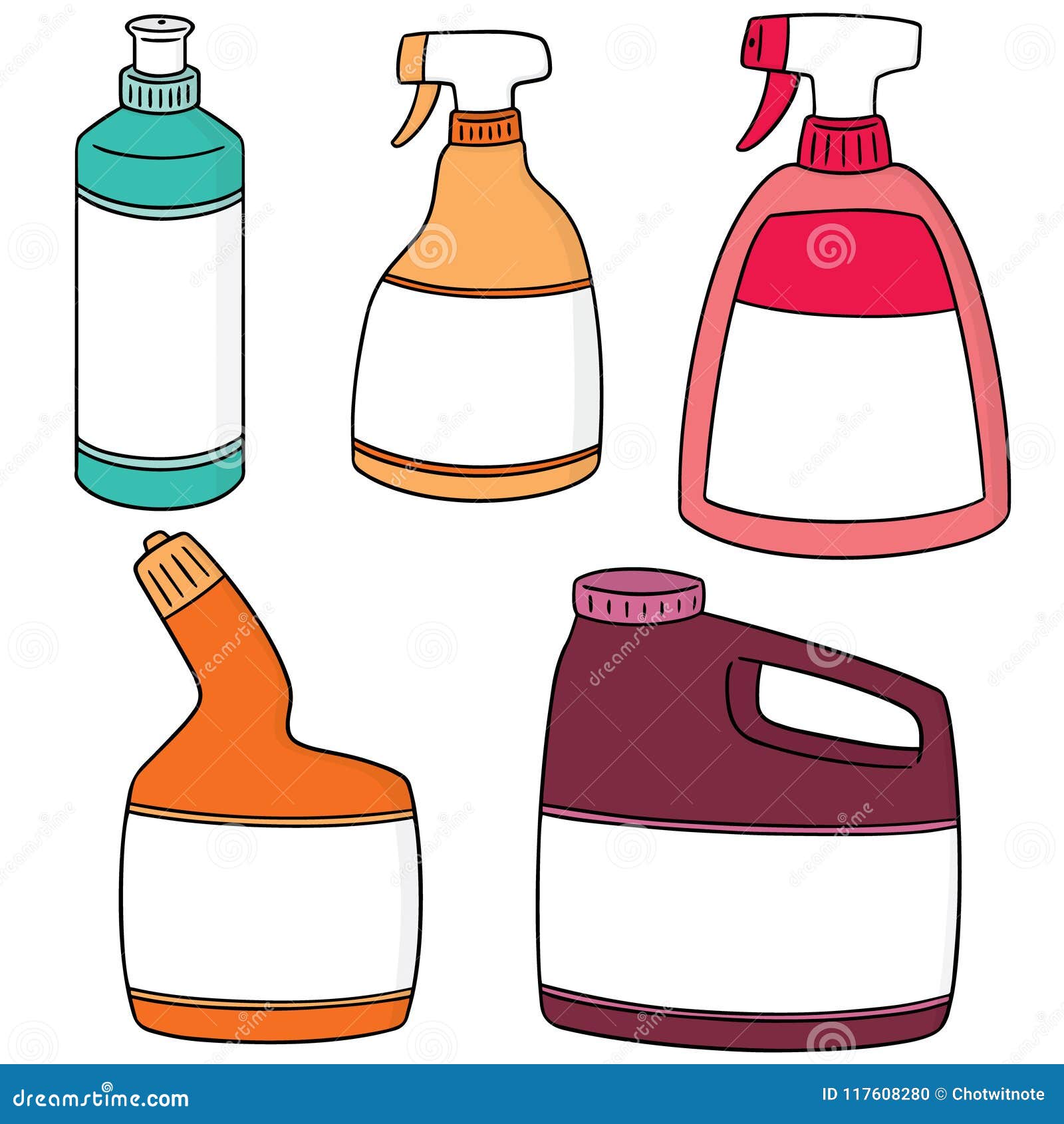 Vector Set of Bathroom Cleaning Solution Stock Vector - Illustration of ...