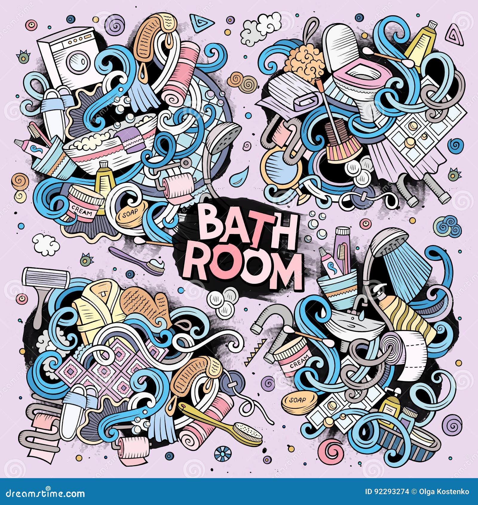 Vector Set of Bathroom Doodle Designs Stock Vector - Illustration of ...