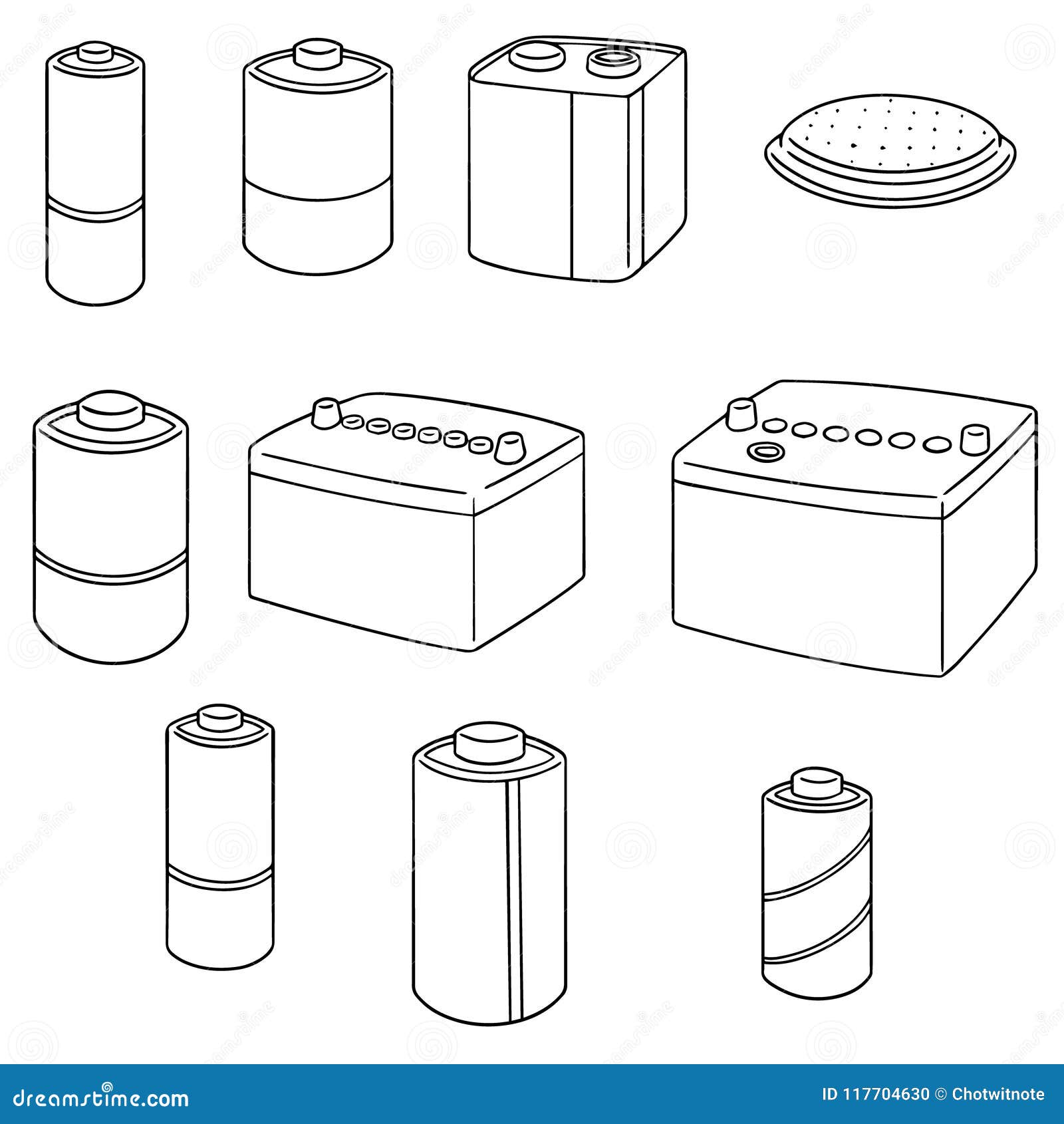 Vector set of battery stock vector. Illustration of maintenance - 117704630