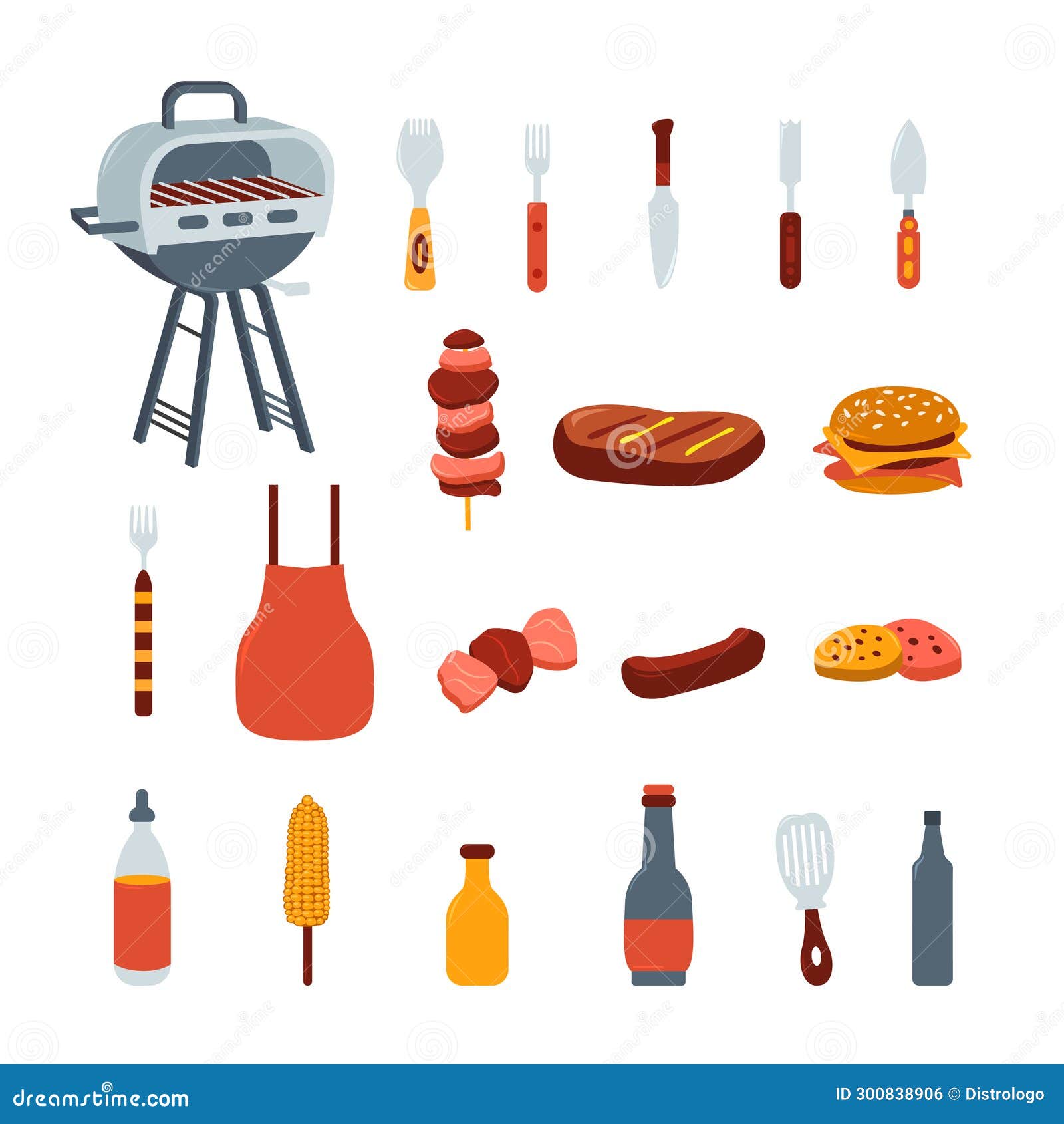 Vector Set of Bbq and Grill Party Element. Barbecue Grill Party Tools ...