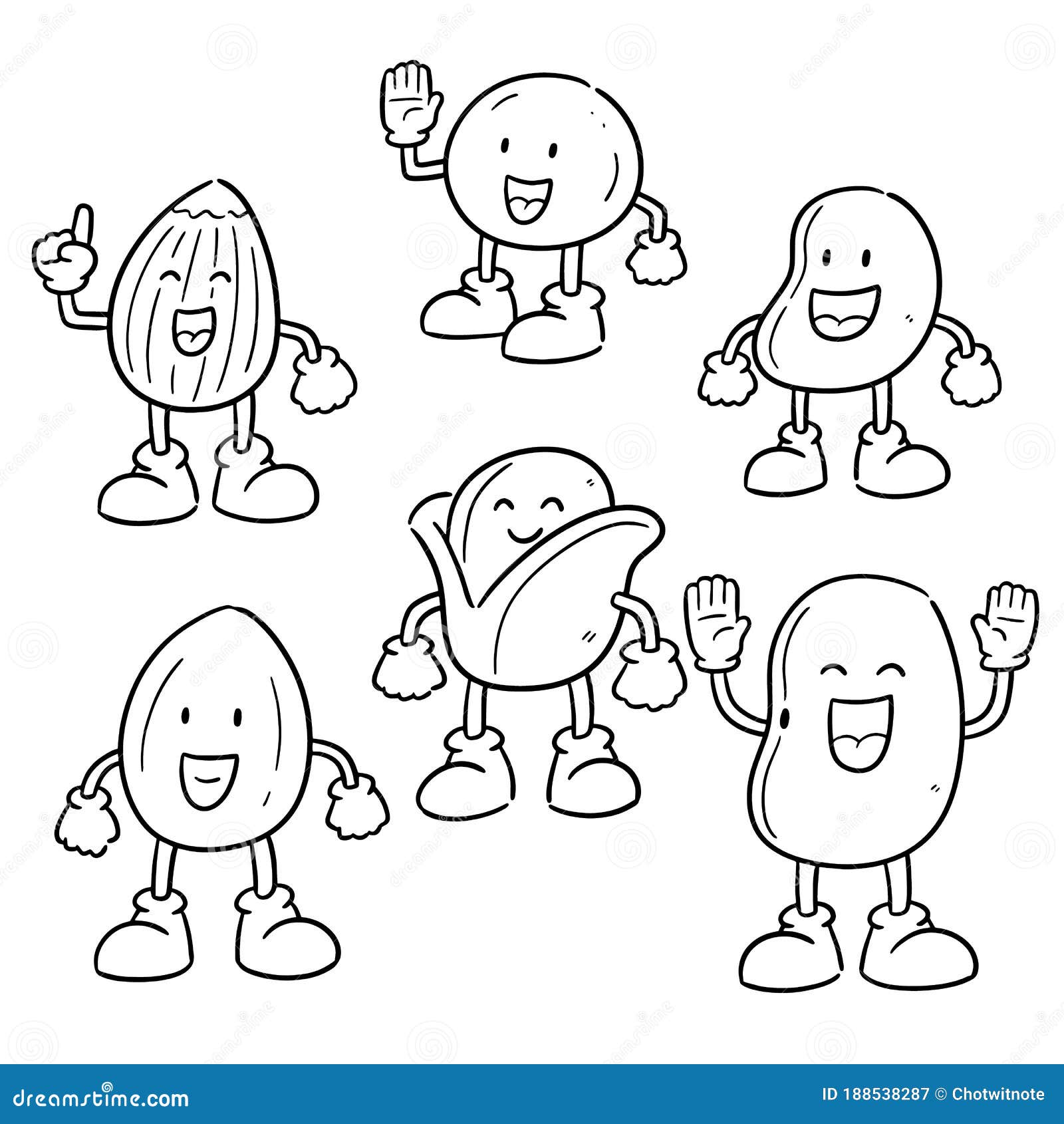 Vector Set of Beans Cartoon Stock Vector - Illustration of natural ...