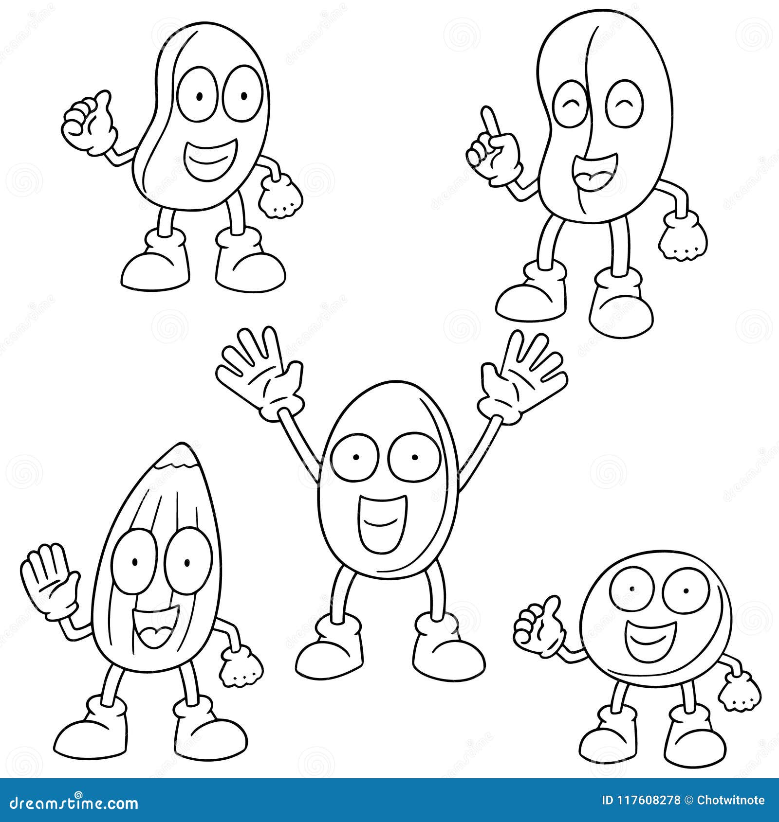 Vector Set of Beans Cartoon Stock Vector - Illustration of nutrition ...