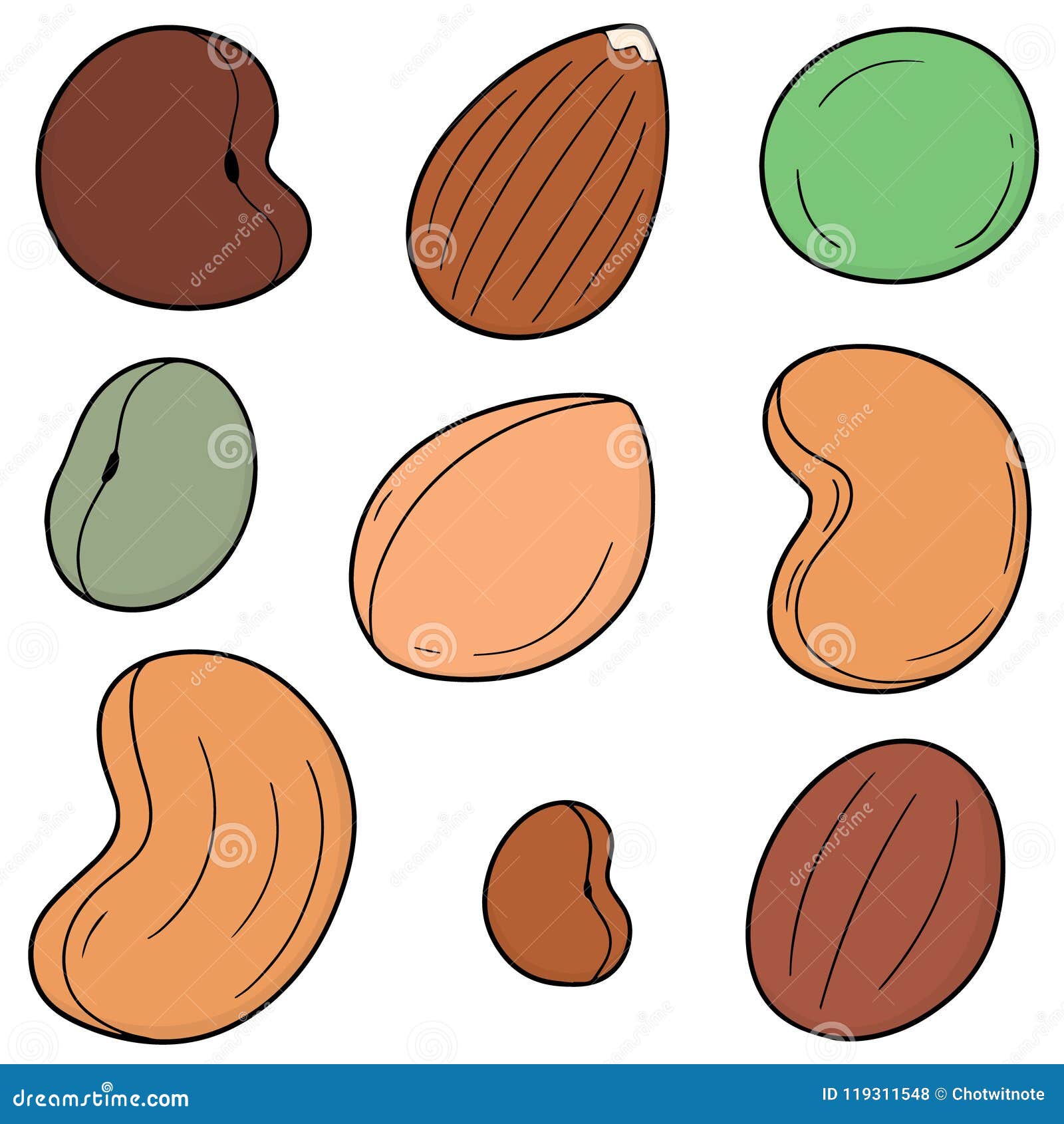 Vector set of beans stock vector. Illustration of icon - 119311548