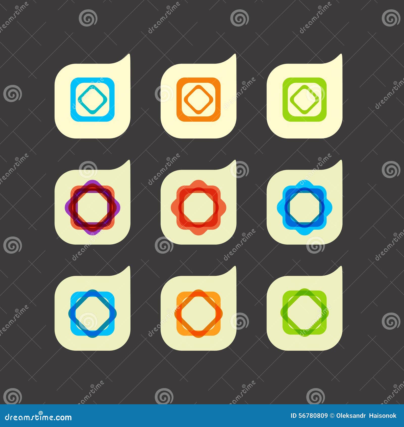 Vector Set of Beautiful Abstract Color Icons Stock Vector ...