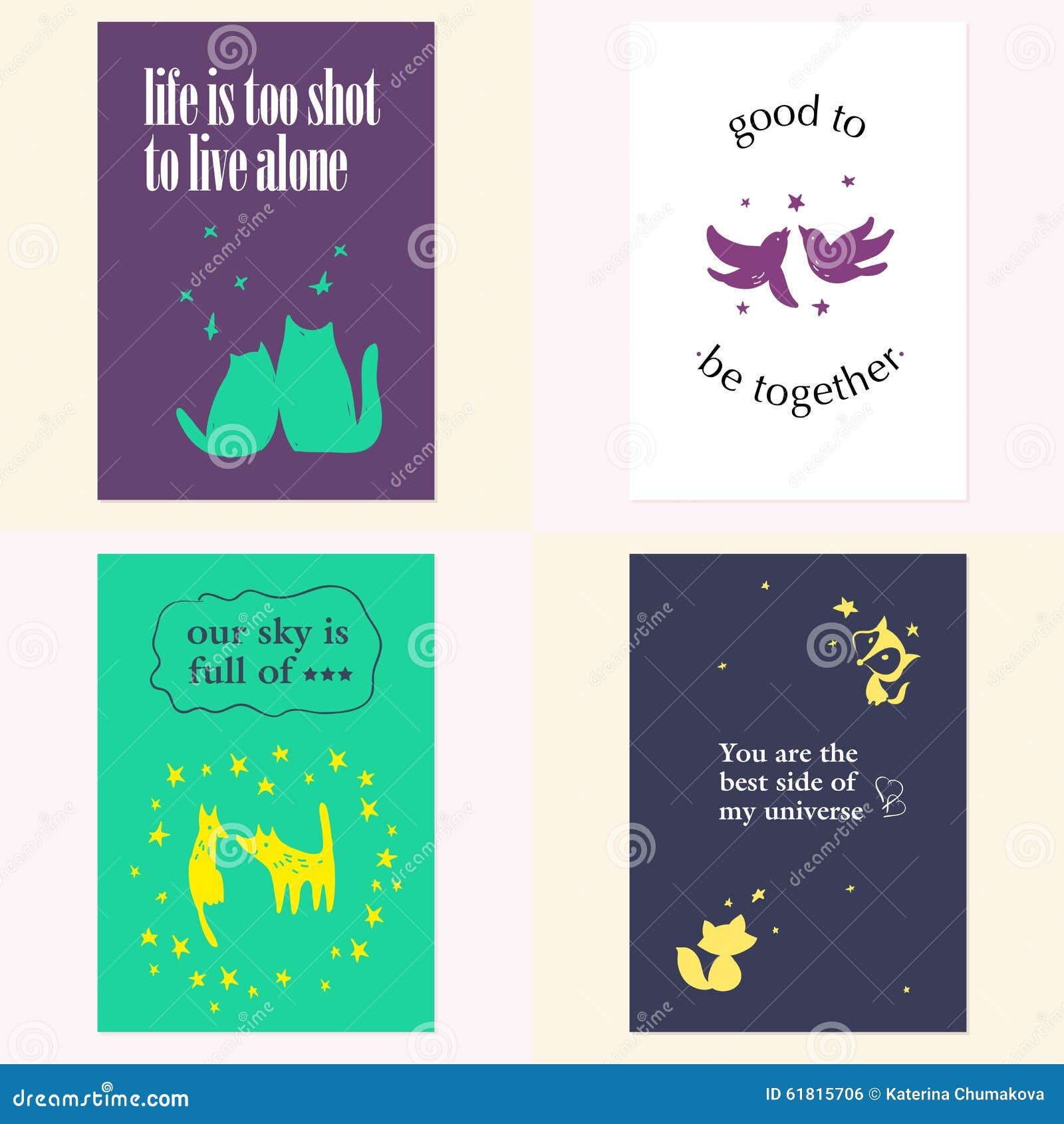 Vector Set of Beautiful Cards Templates. Stock Vector - Illustration of ...