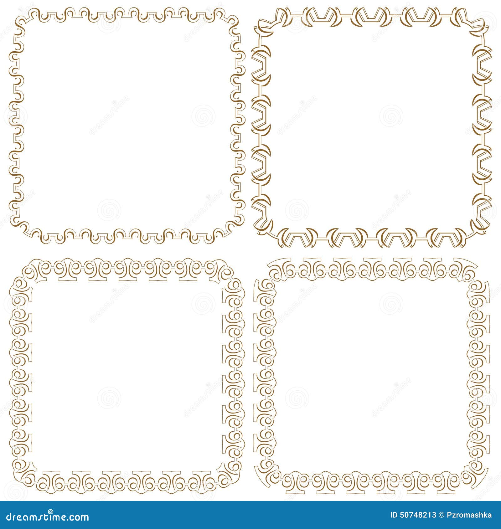Vector Set of Beautiful Square Frames Stock Vector - Illustration of ...