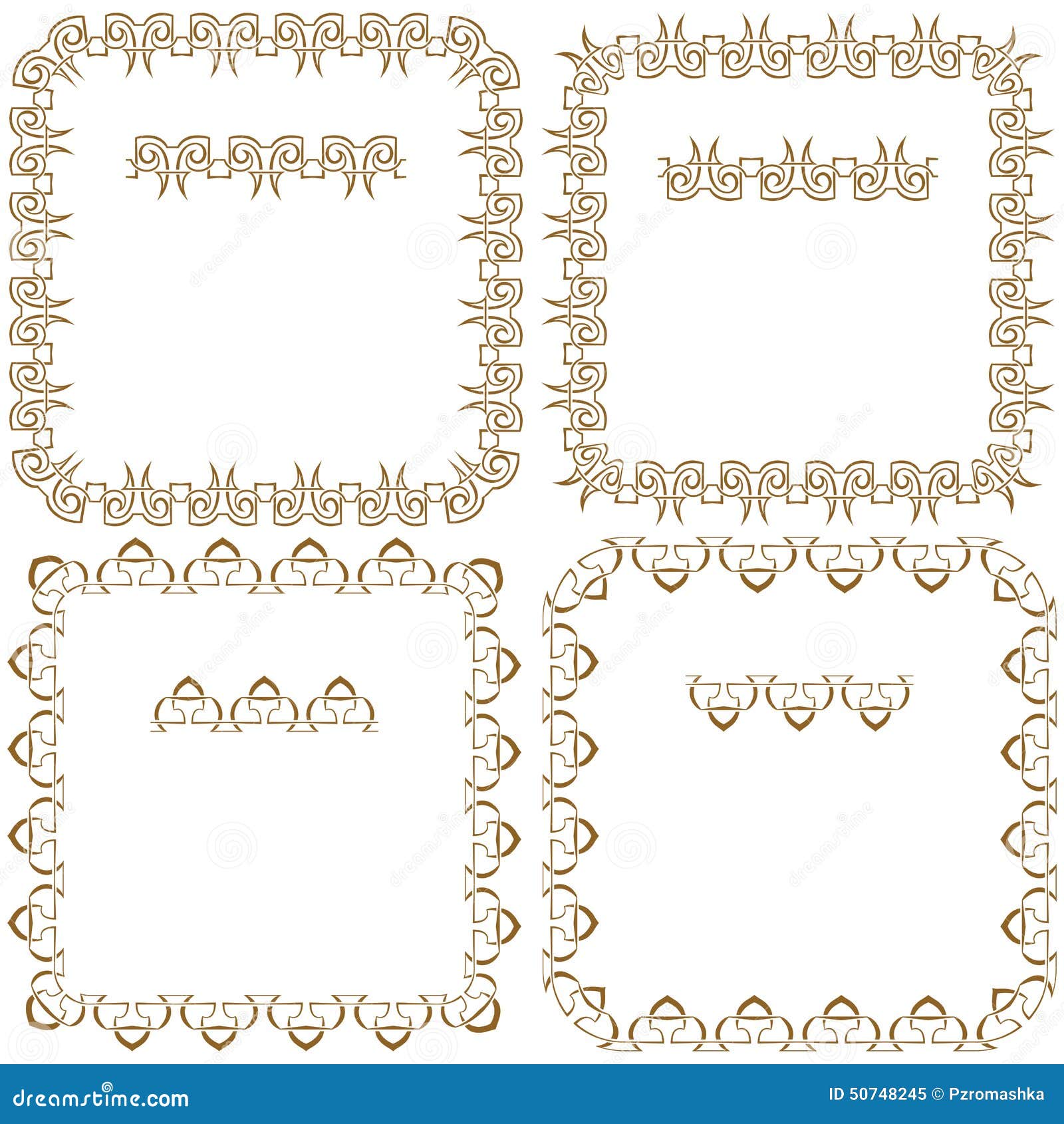 Vector Set of Beautiful Square Frames Stock Vector - Illustration of ...