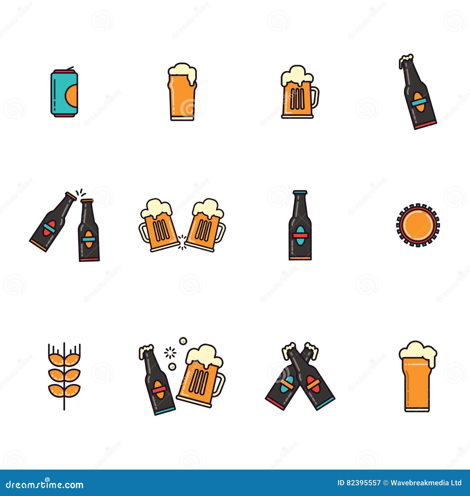 Vector set of beer stock vector. Illustration of background - 82395557