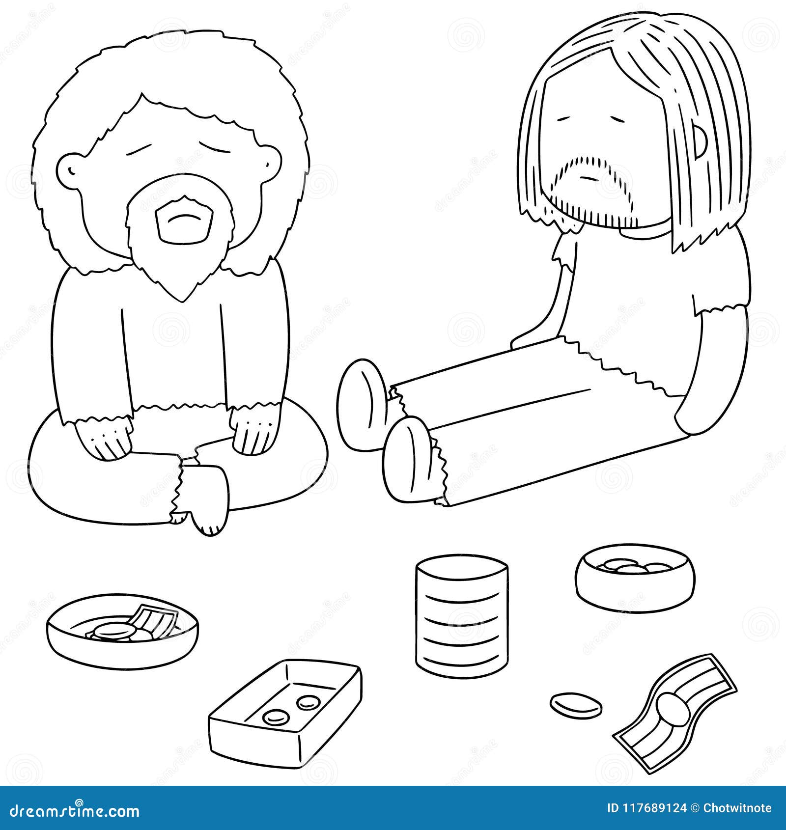 Vector set of beggar stock vector. Illustration of clip - 117689124