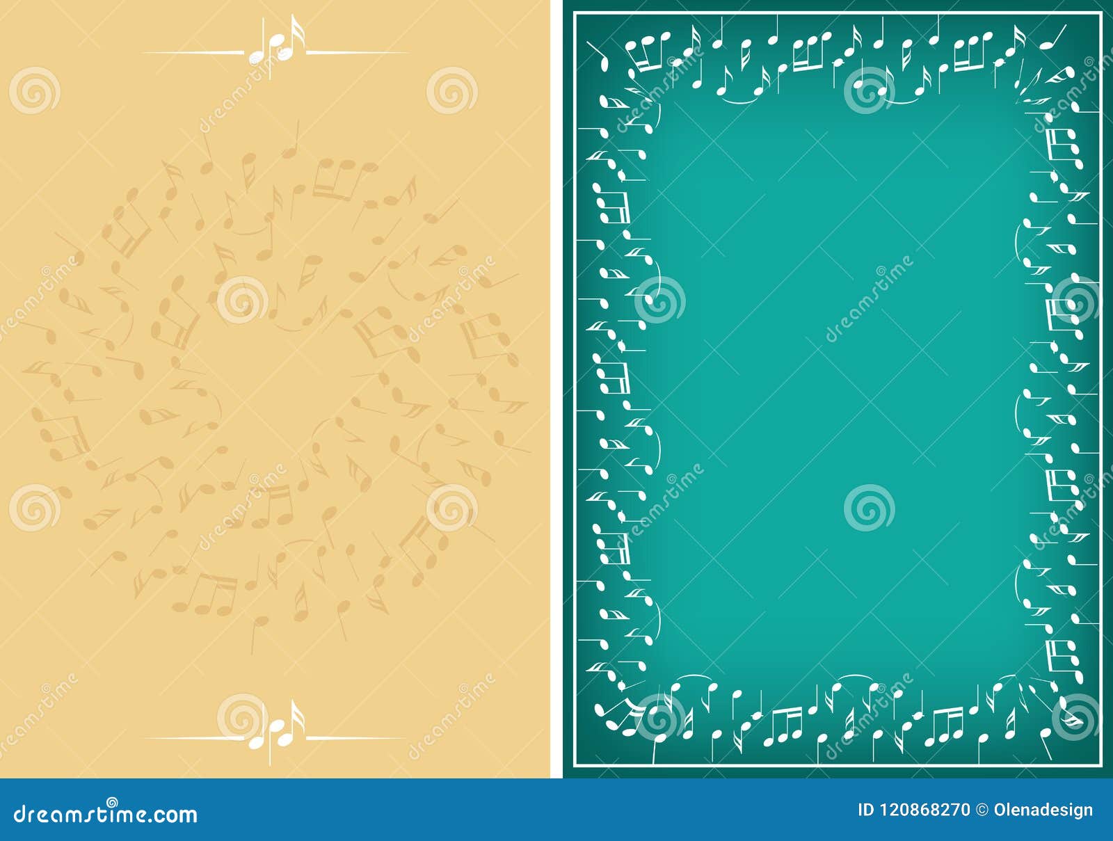 Vector Set - Beige and Green Backgrounds with Music Notes Stock Vector ...