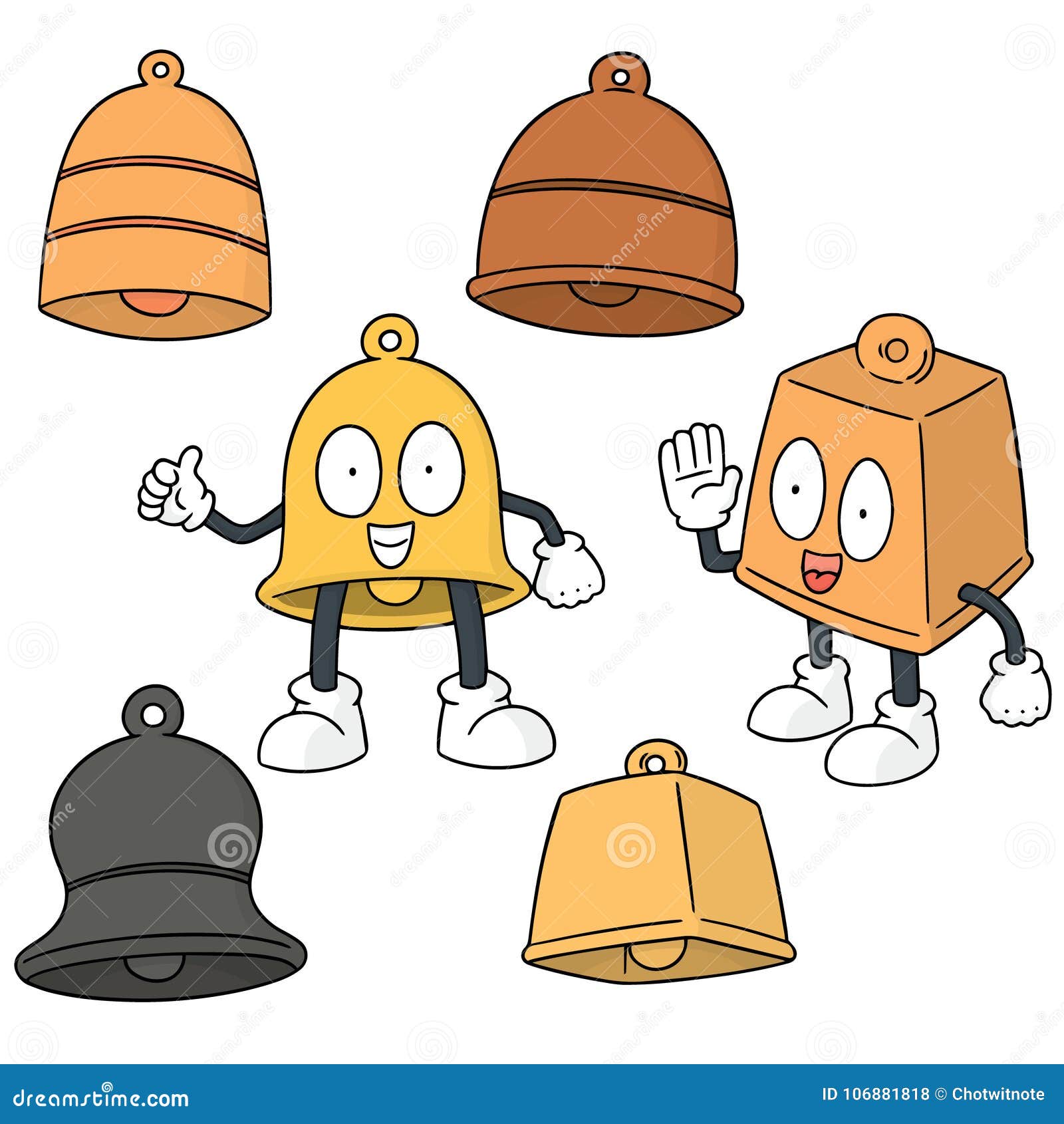 Vector set of bell stock vector. Illustration of face - 106881818