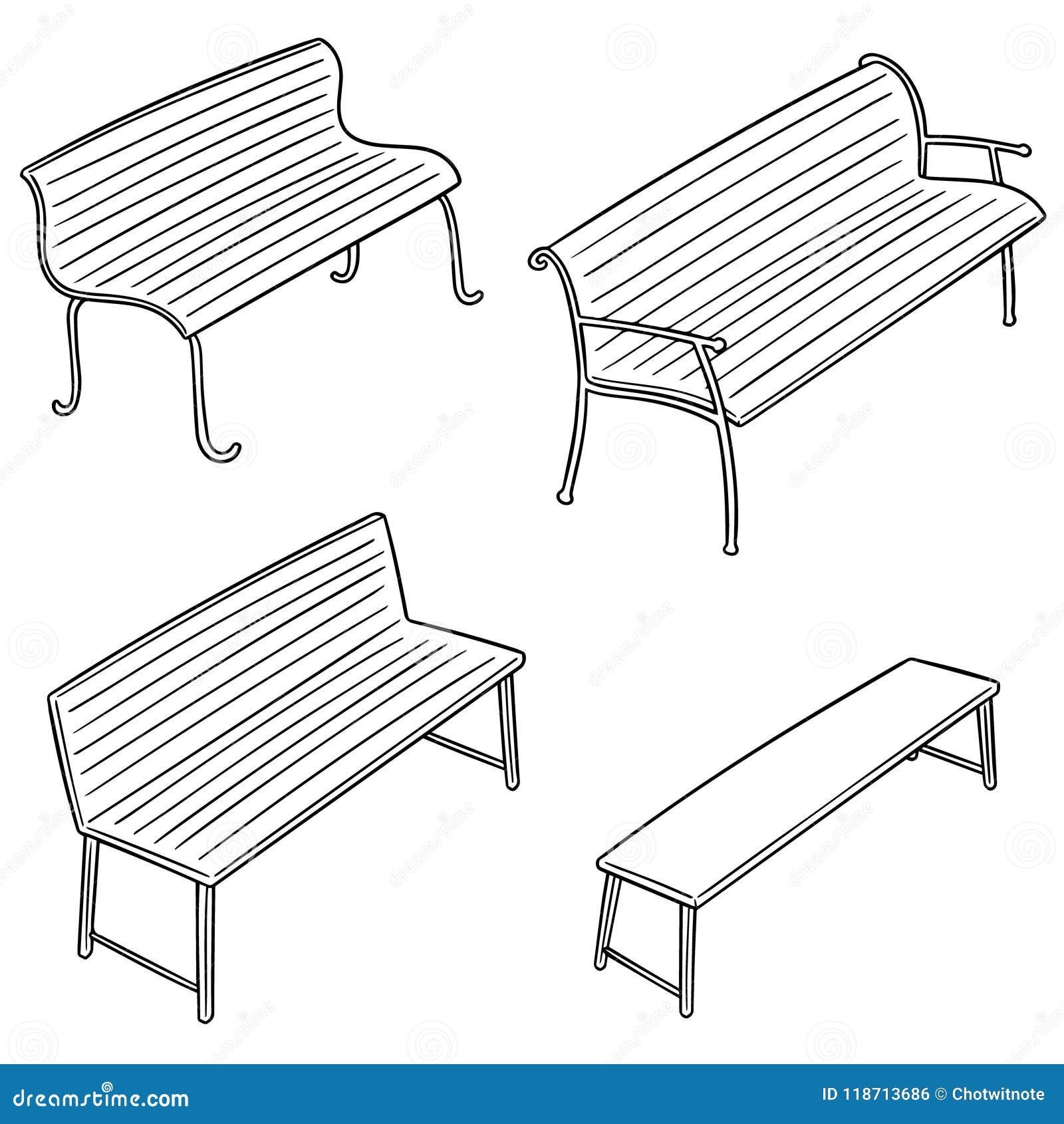 Vector set of bench stock vector. Illustration of cute - 118713686