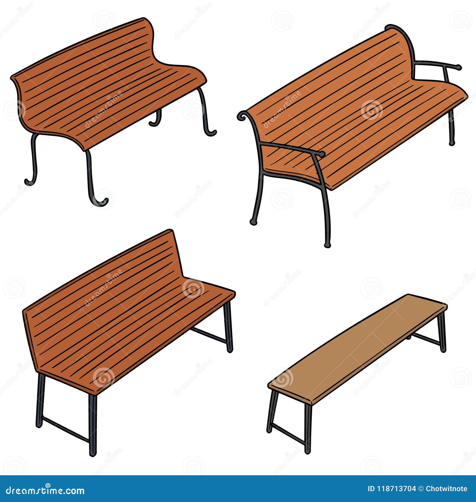 Vector set of bench stock vector. Illustration of deco - 118713704