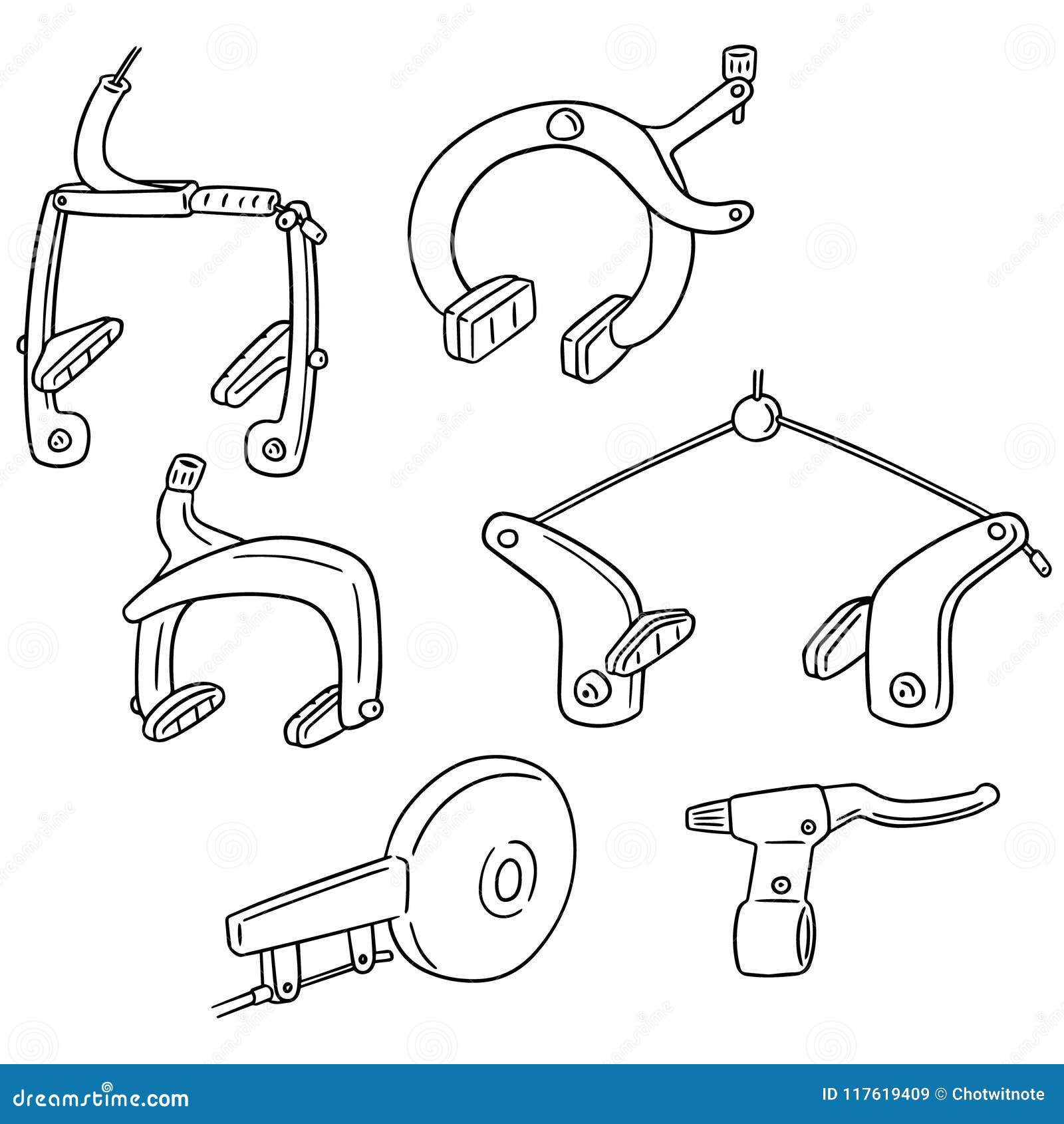 Vector Set of Bicycle Brake Type Stock Vector - Illustration of ...