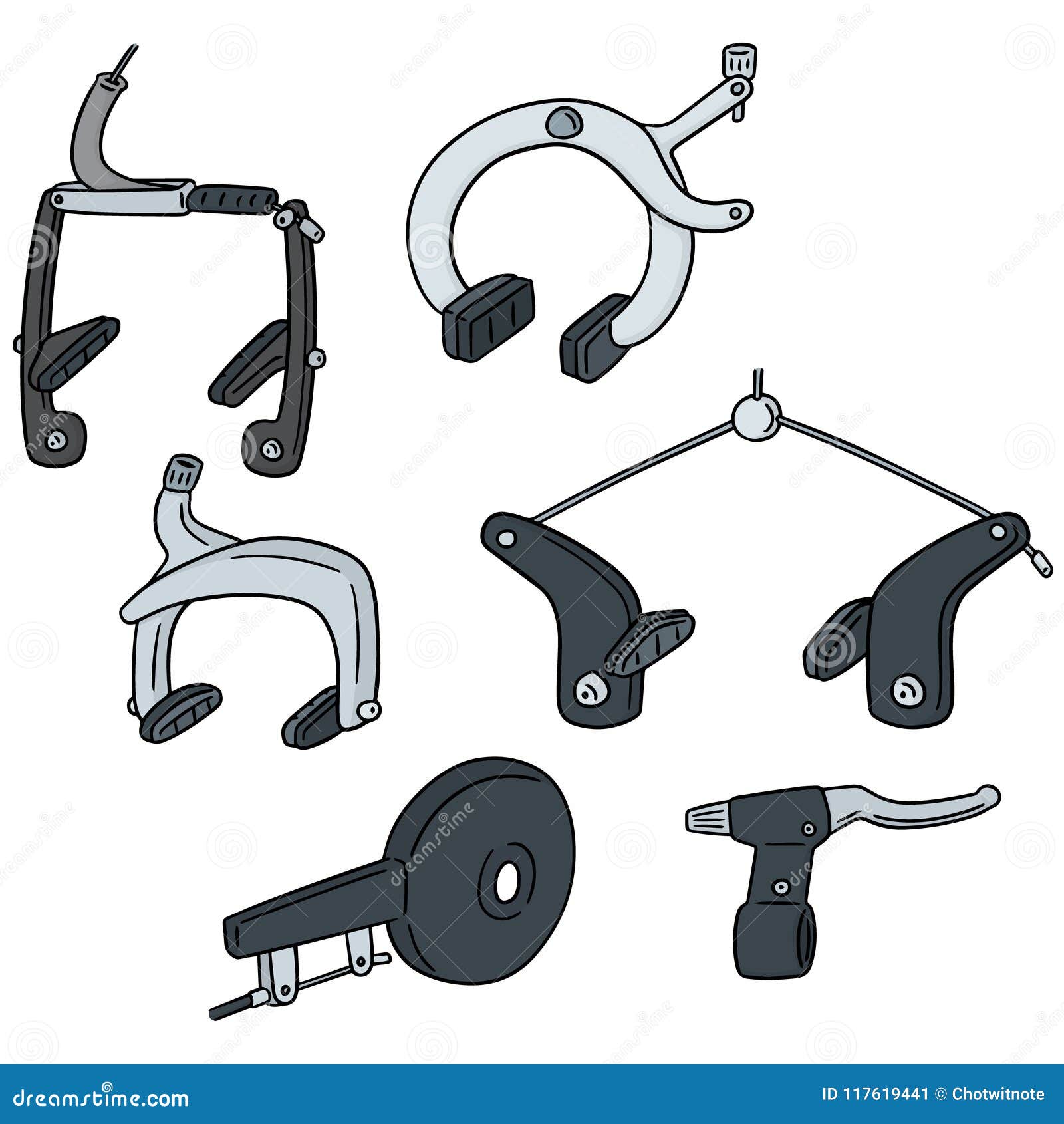 Vector Set of Bicycle Brake Type Stock Vector - Illustration of ...