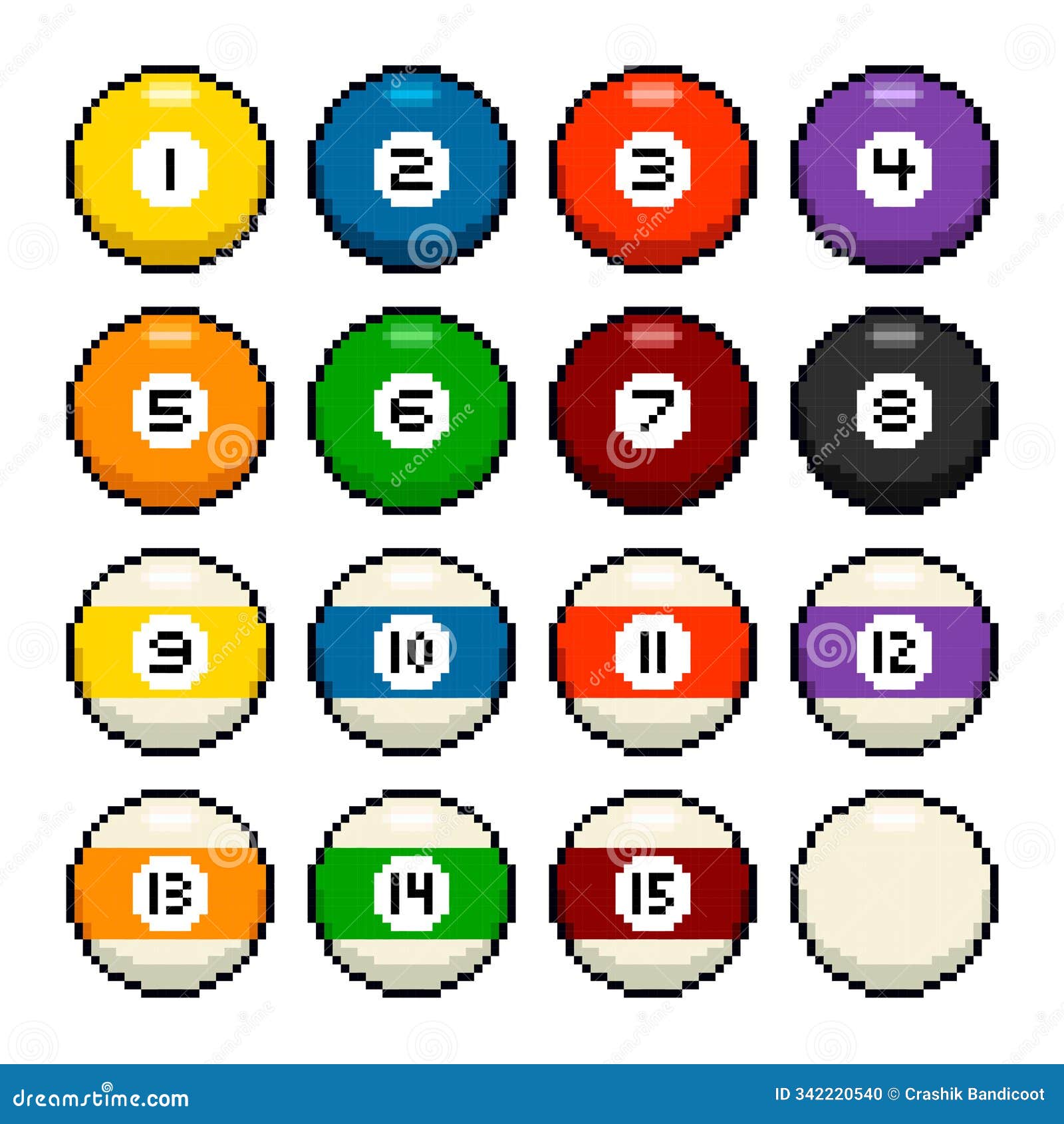 Vector Set of Billiard Pixel Balls. Stock Vector - Illustration of icon ...