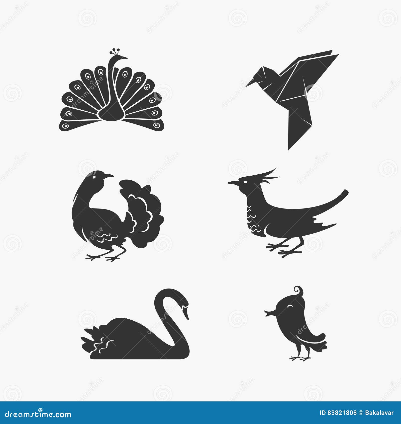 Vector Set of Bird Symbols stock illustration. Illustration of turkey ...
